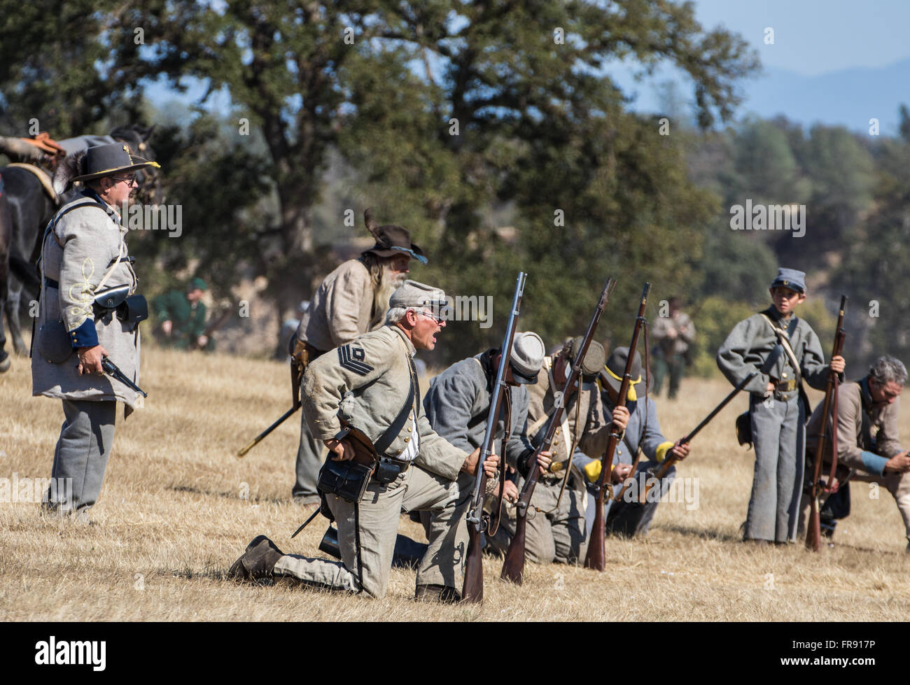 Confederate Soldiers in Action at an American Civil War Reenactment at ...