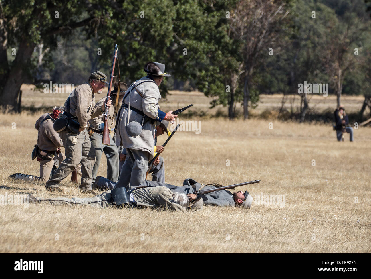 Confederate Soldiers in Action at an American Civil War Reenactment at ...