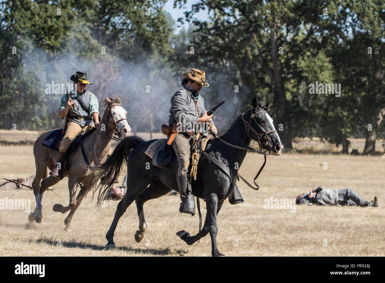 Cavalry Scouts in Action at the Hawes Farm Civil War Reenactment in ...