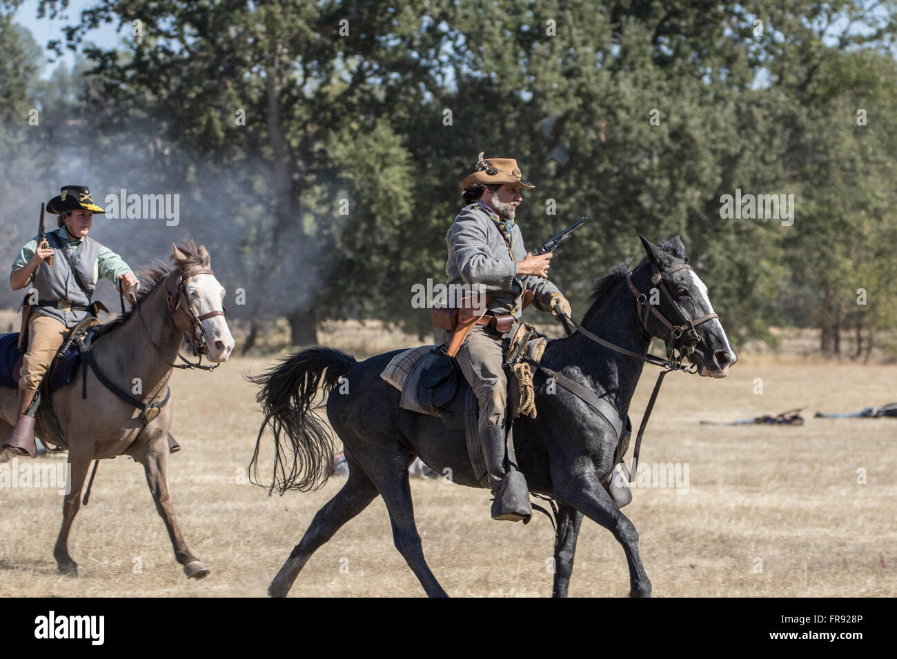 Cavalry Scouts in Action at the Hawes Farm Civil War Reenactment in ...
