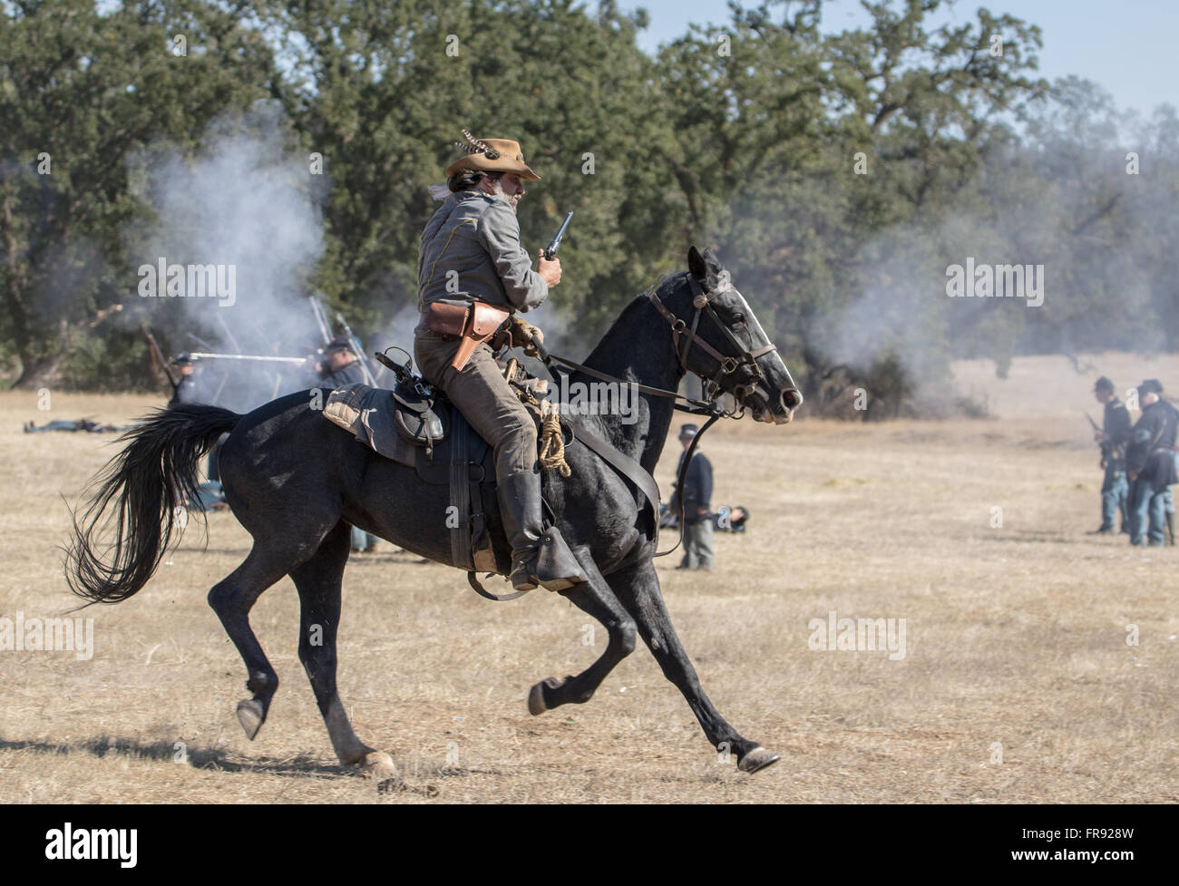 Cavalry Scouts in Action at the Hawes Farm Civil War Reenactment in ...