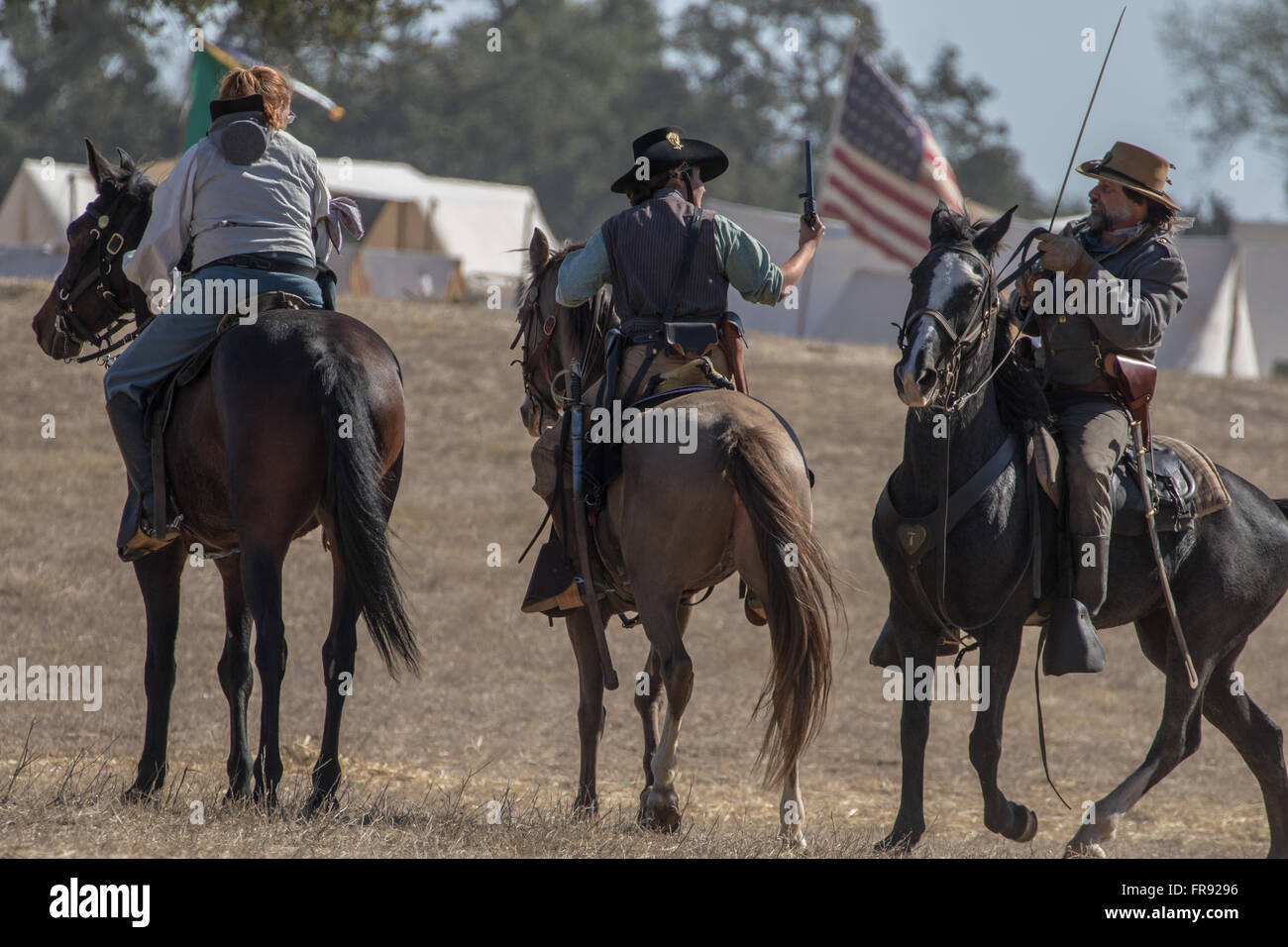 Cavalry Scouts in Action at the Hawes Farm Civil War Reenactment in ...
