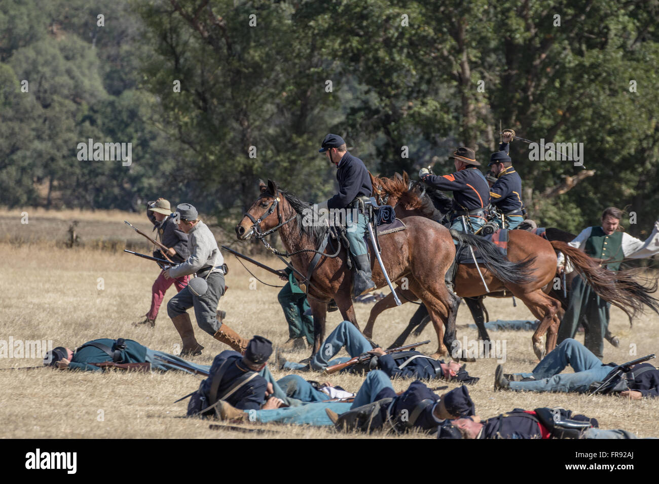 Cavalry Scouts in Action at the Hawes Farm Civil War Reenactment in ...