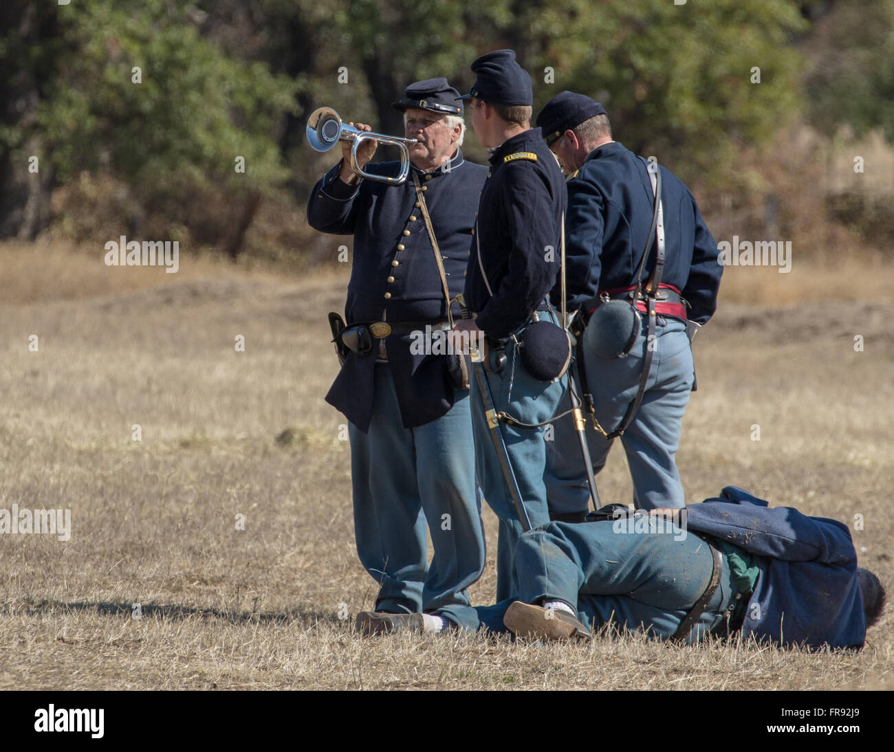Union Soldiers at an American Civil War Reenactment at Hawes Farm ...