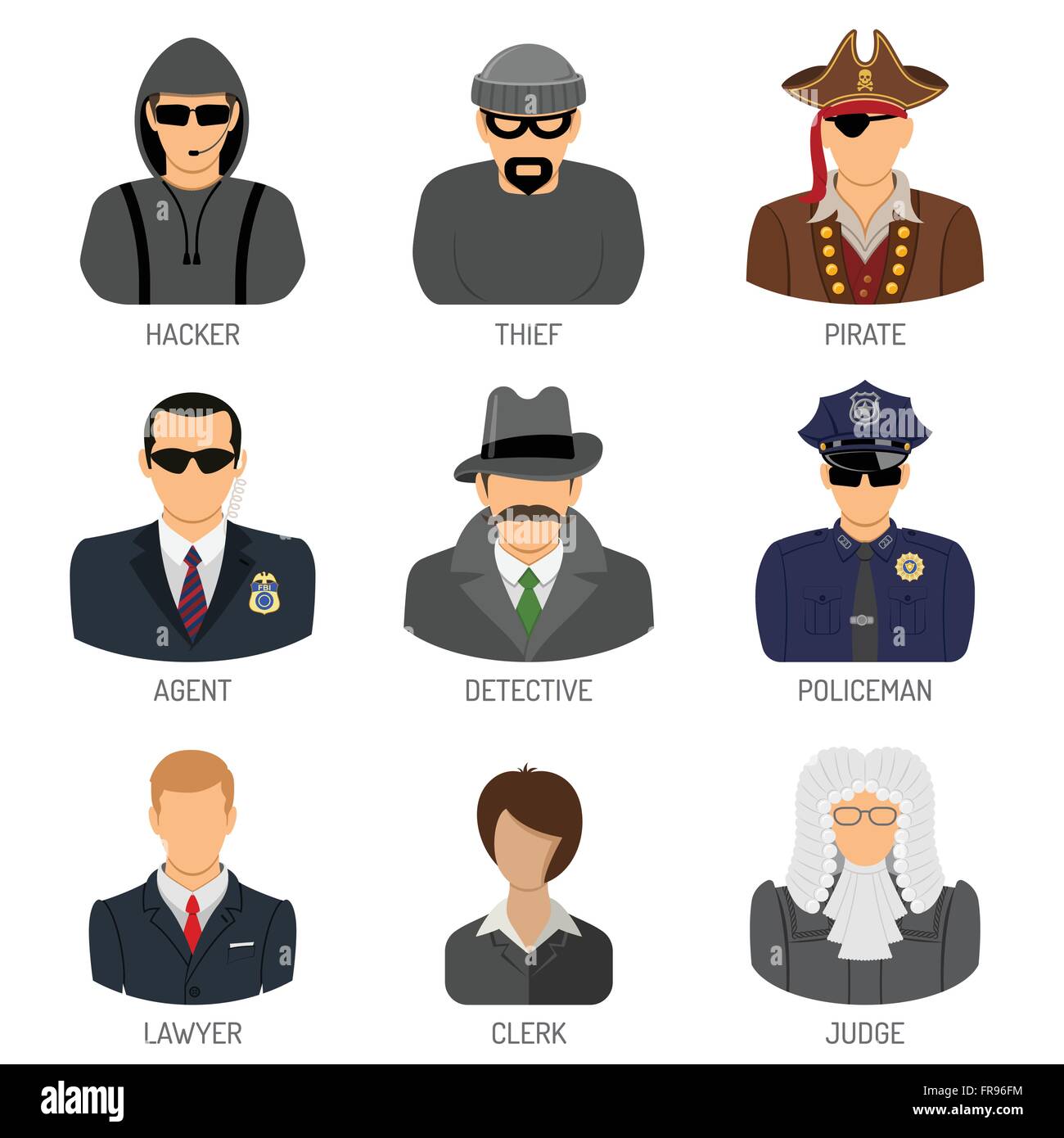 Set Characters of Criminals and Law Enforcers Stock Vector Image & Art ...