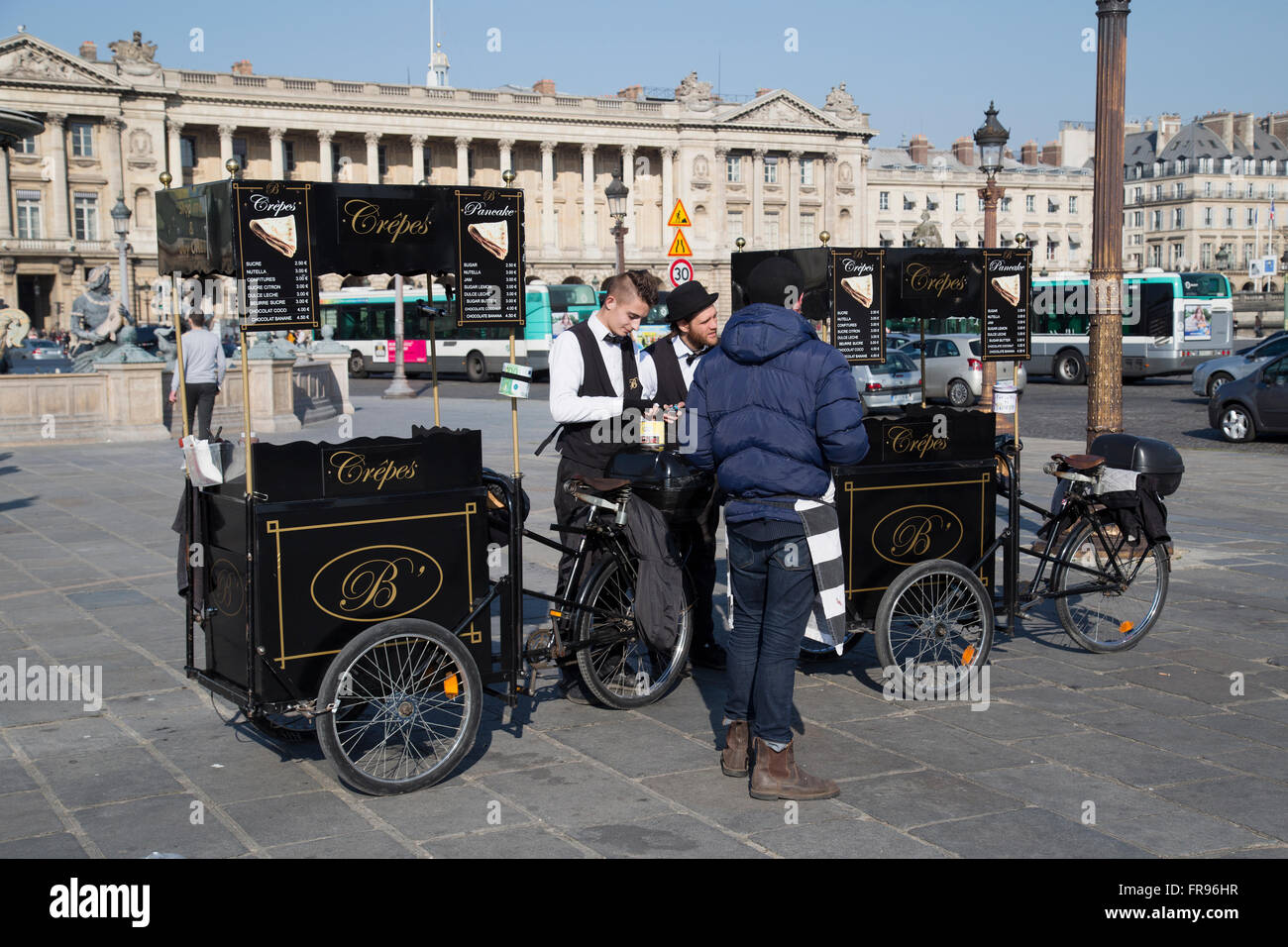 Mobile Crepe sellers in the Place de la Concorde in Paris France in ...