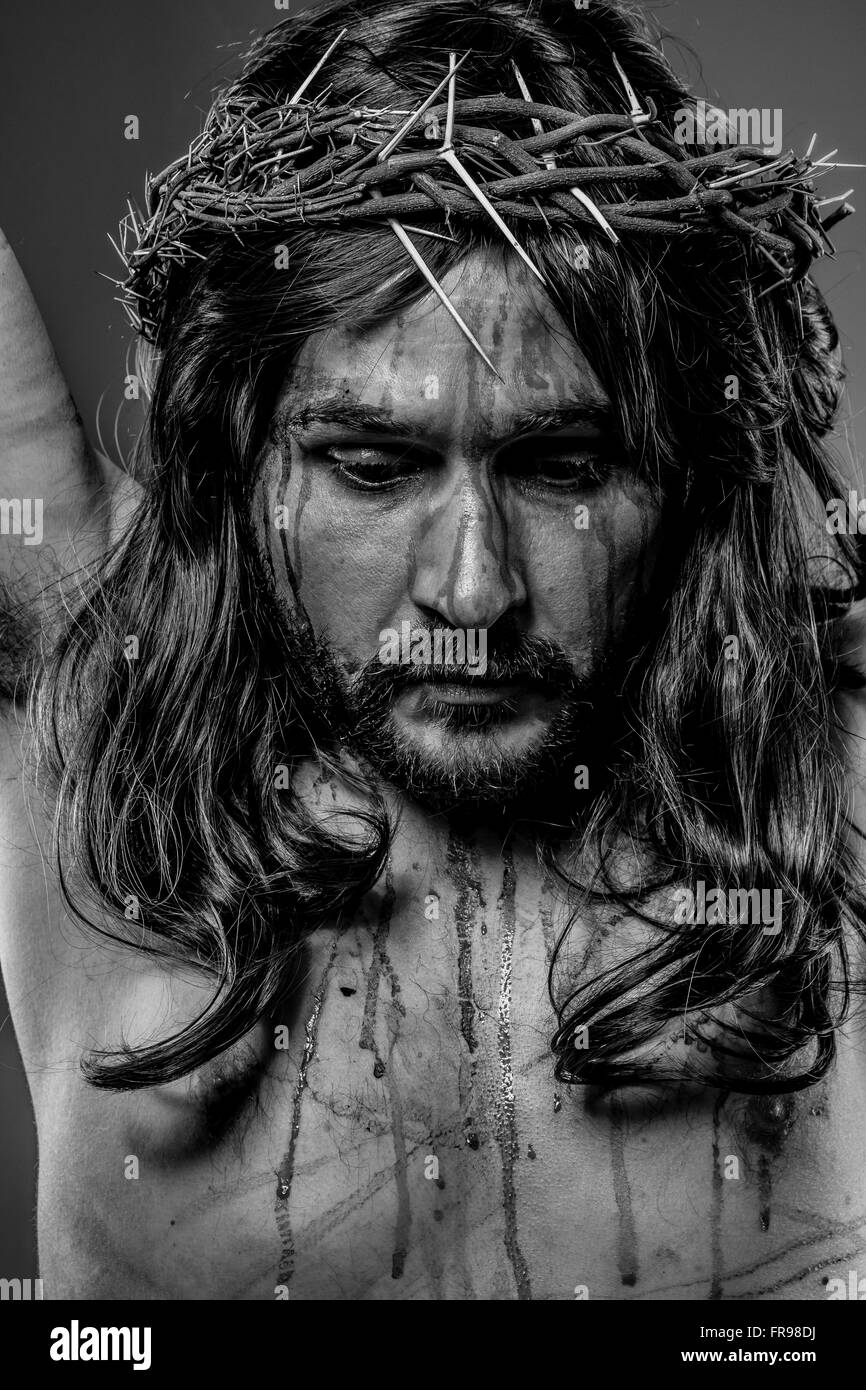 Bible, representation of Jesus Christ on the cross Stock Photo - Alamy