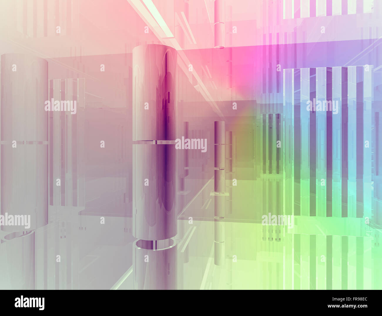 open space, clean room with shapes in 3d, business space, hospitals or ...