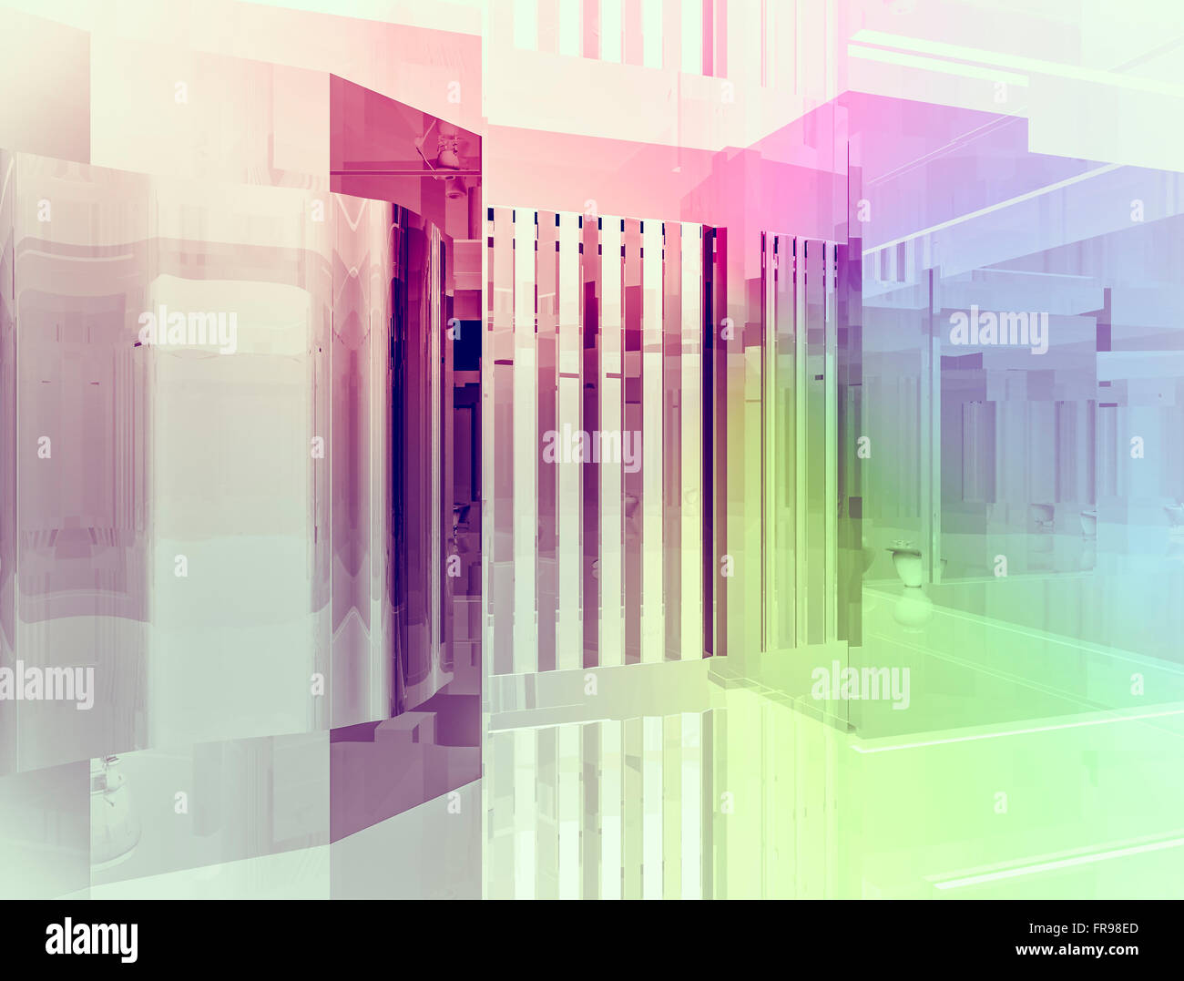 open space, clean room with shapes in 3d, business space, hospitals or ...