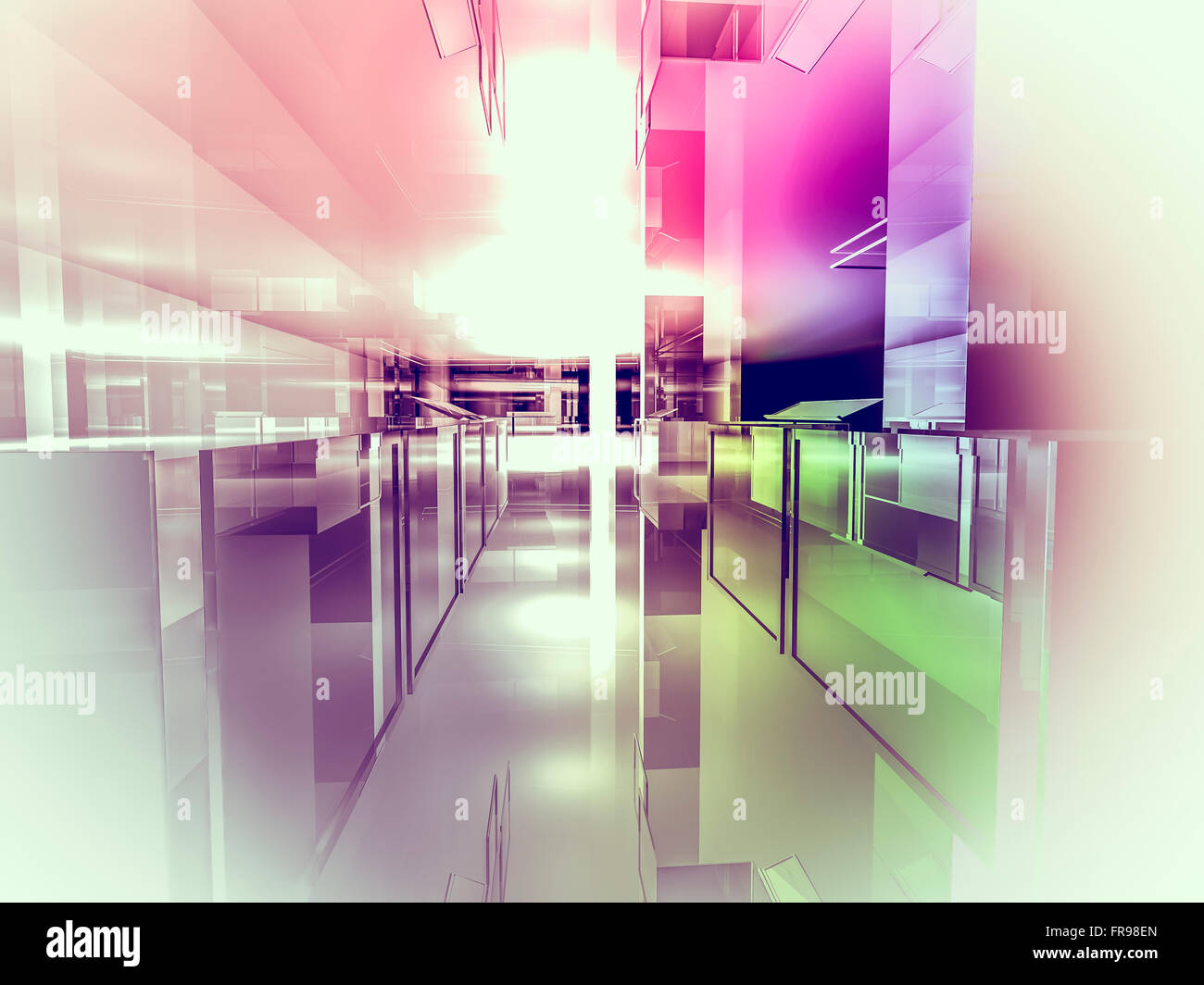 open space, clean room with shapes in 3d, business space, hospitals or ...