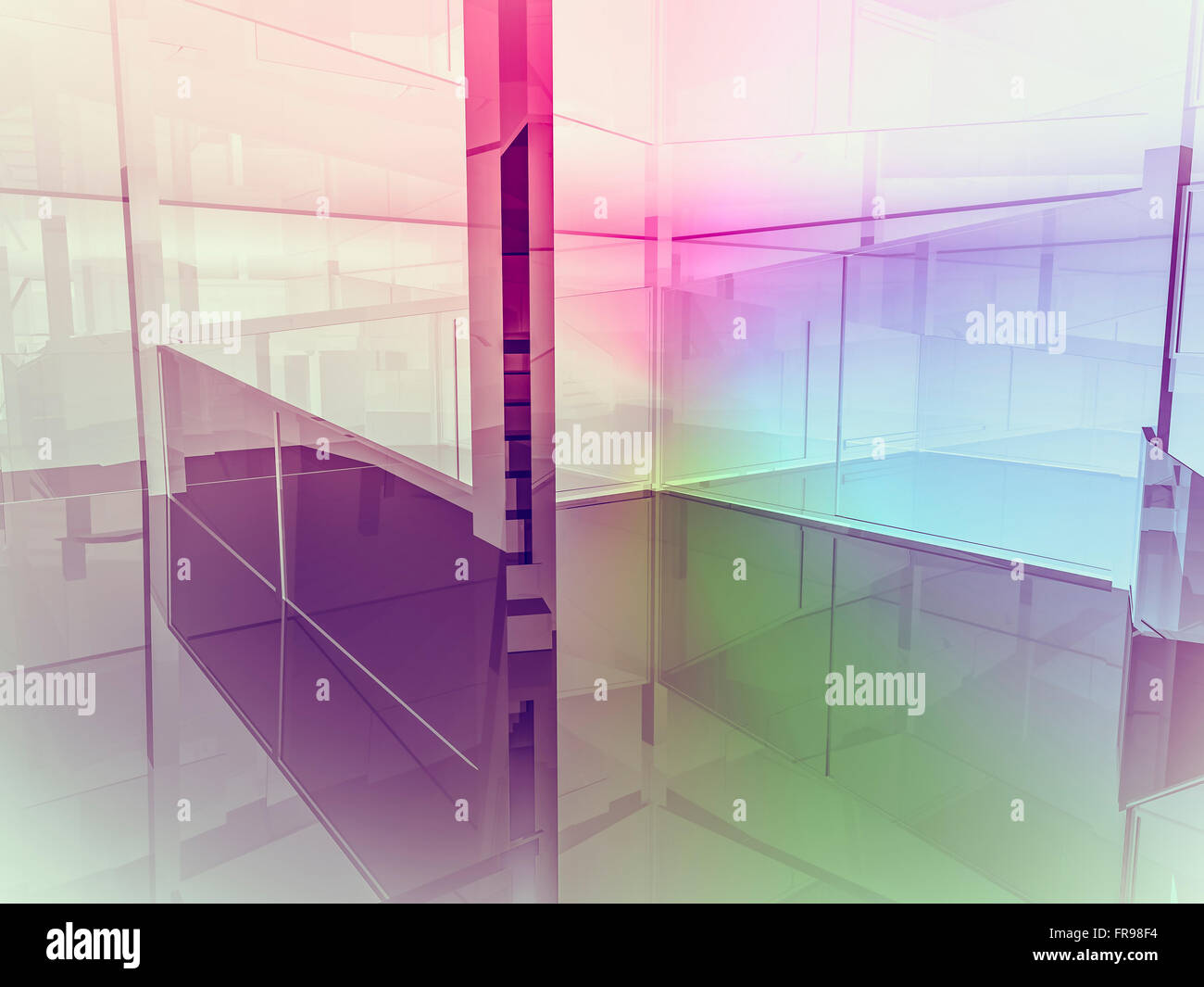 open space, clean room with shapes in 3d, business space, hospitals or ...