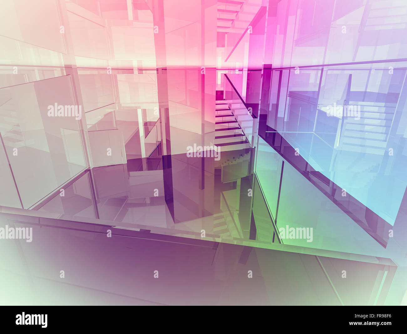 open space, clean room with shapes in 3d, business space, hospitals or ...