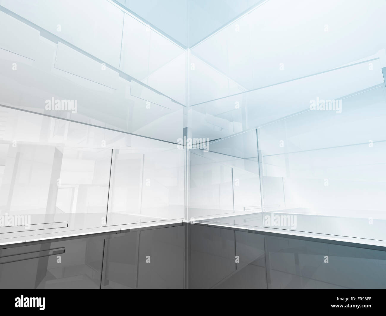 open space, clean room with shapes in 3d, business space, hospitals or ...