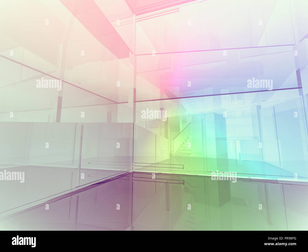 open space, clean room with shapes in 3d, business space, hospitals or ...