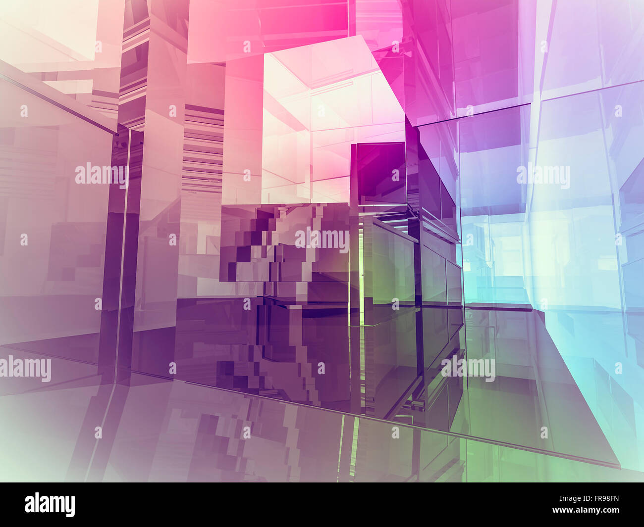 open space, clean room with shapes in 3d, business space, hospitals or ...