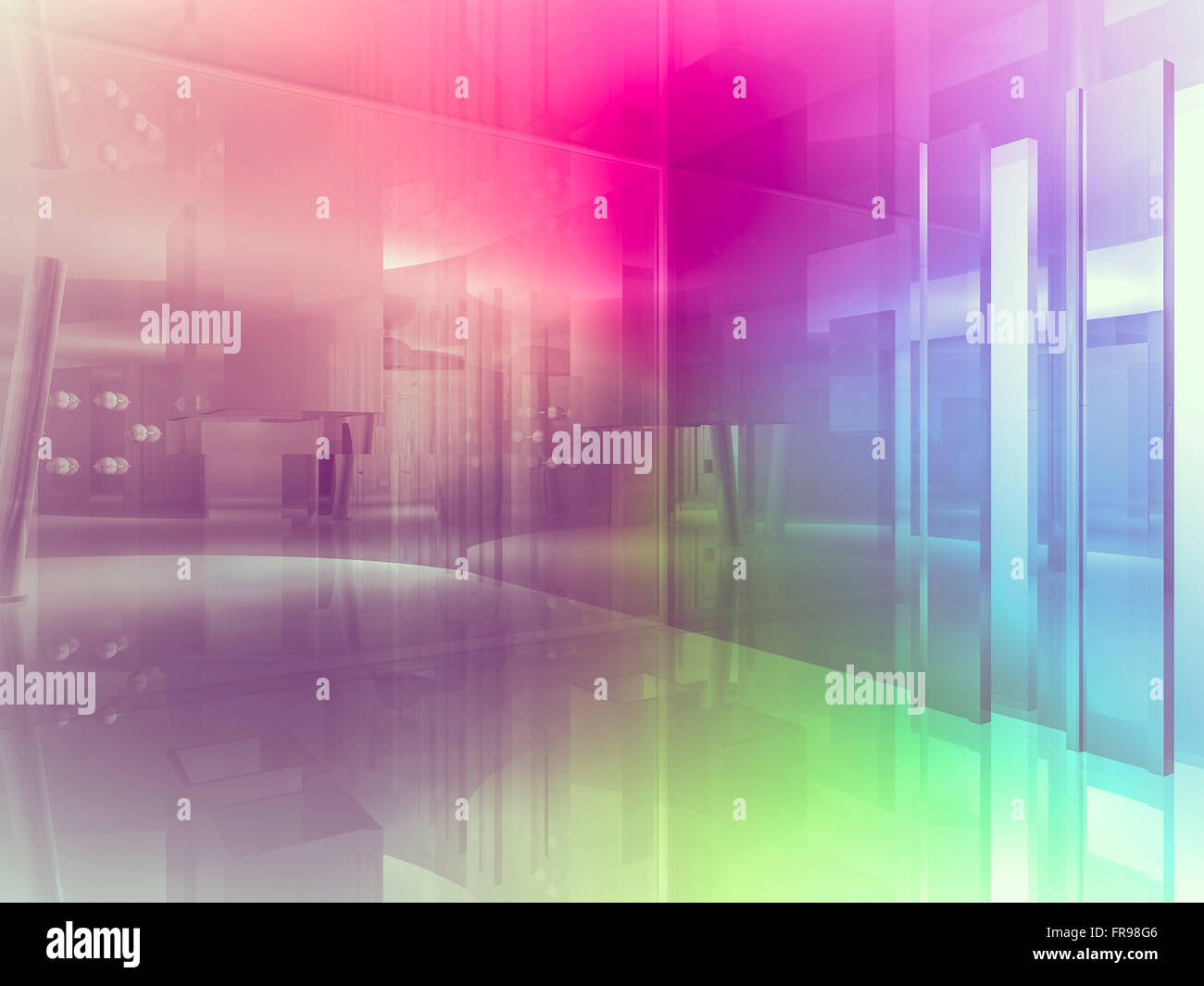 open space, clean room with shapes in 3d, business space, hospitals or ...