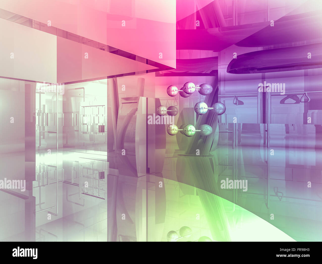 open space, clean room with shapes in 3d, business space, hospitals or ...