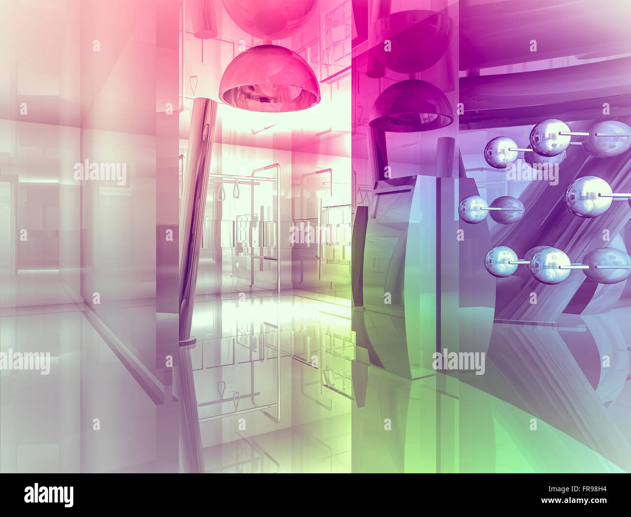 open space, clean room with shapes in 3d, business space, hospitals or ...