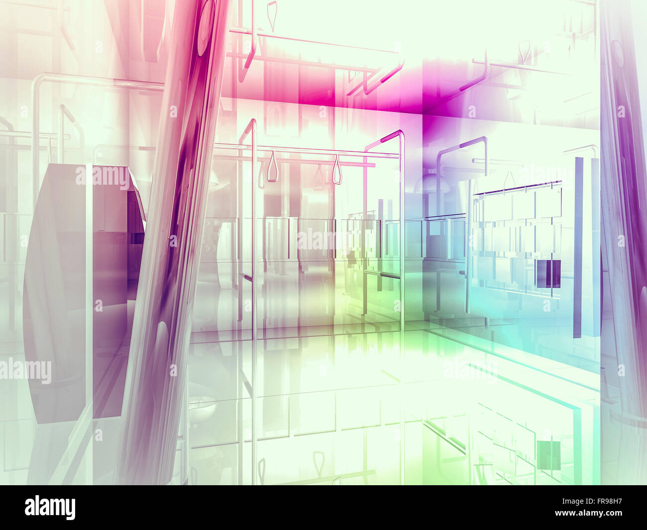 open space, clean room with shapes in 3d, business space, hospitals or ...