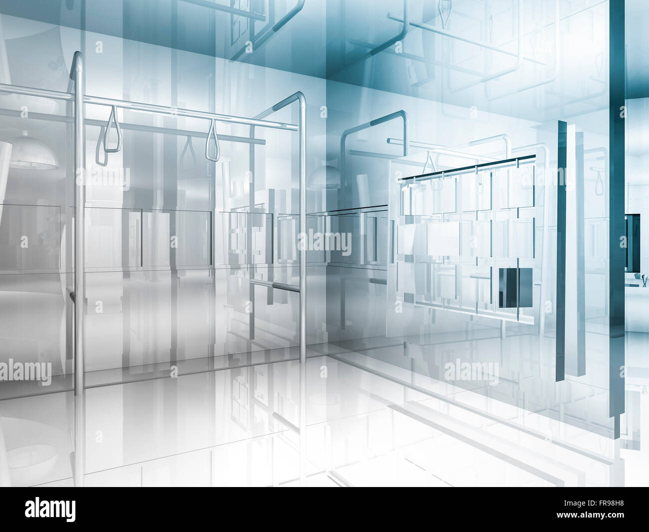 open space, clean room with shapes in 3d, business space, hospitals or ...