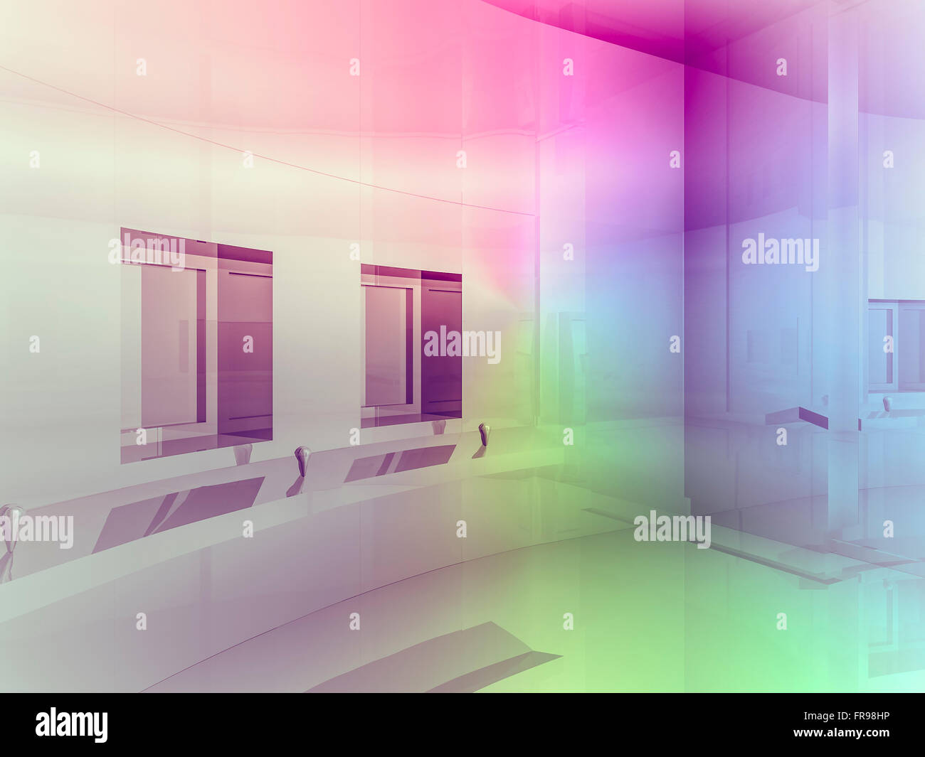 open space, clean room with shapes in 3d, business space, hospitals or ...