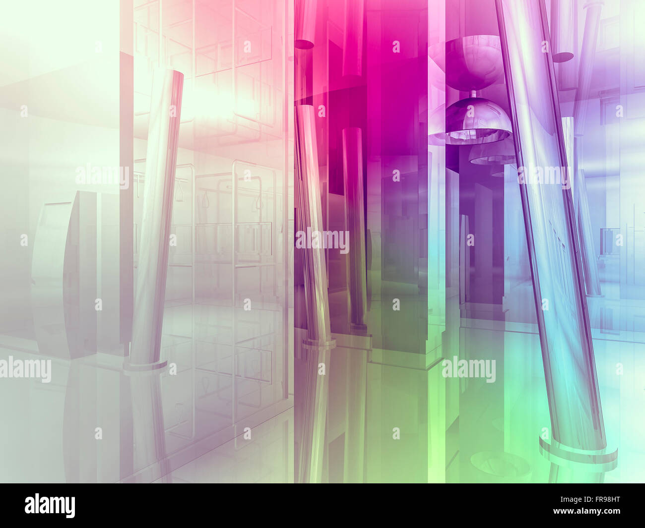 open space, clean room with shapes in 3d, business space, hospitals or ...