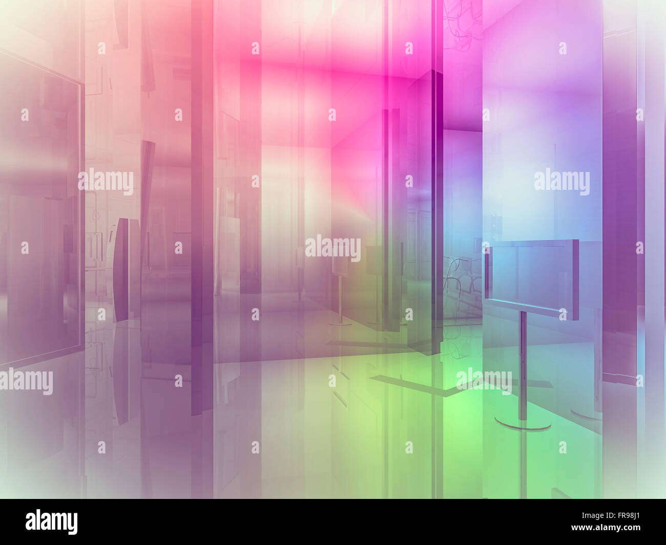 open space, clean room with shapes in 3d, business space, hospitals or ...