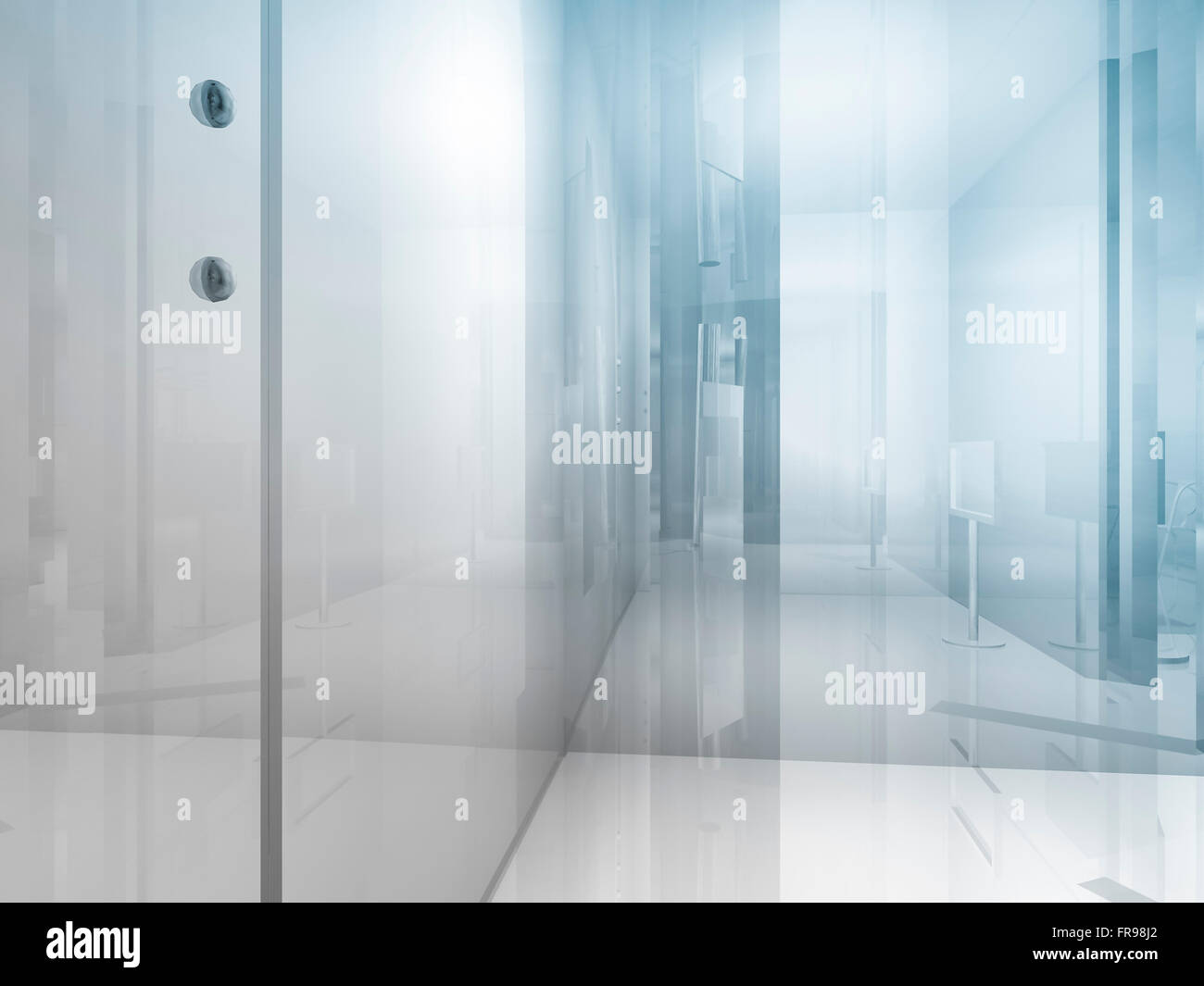 open space, clean room with shapes in 3d, business space, hospitals or ...