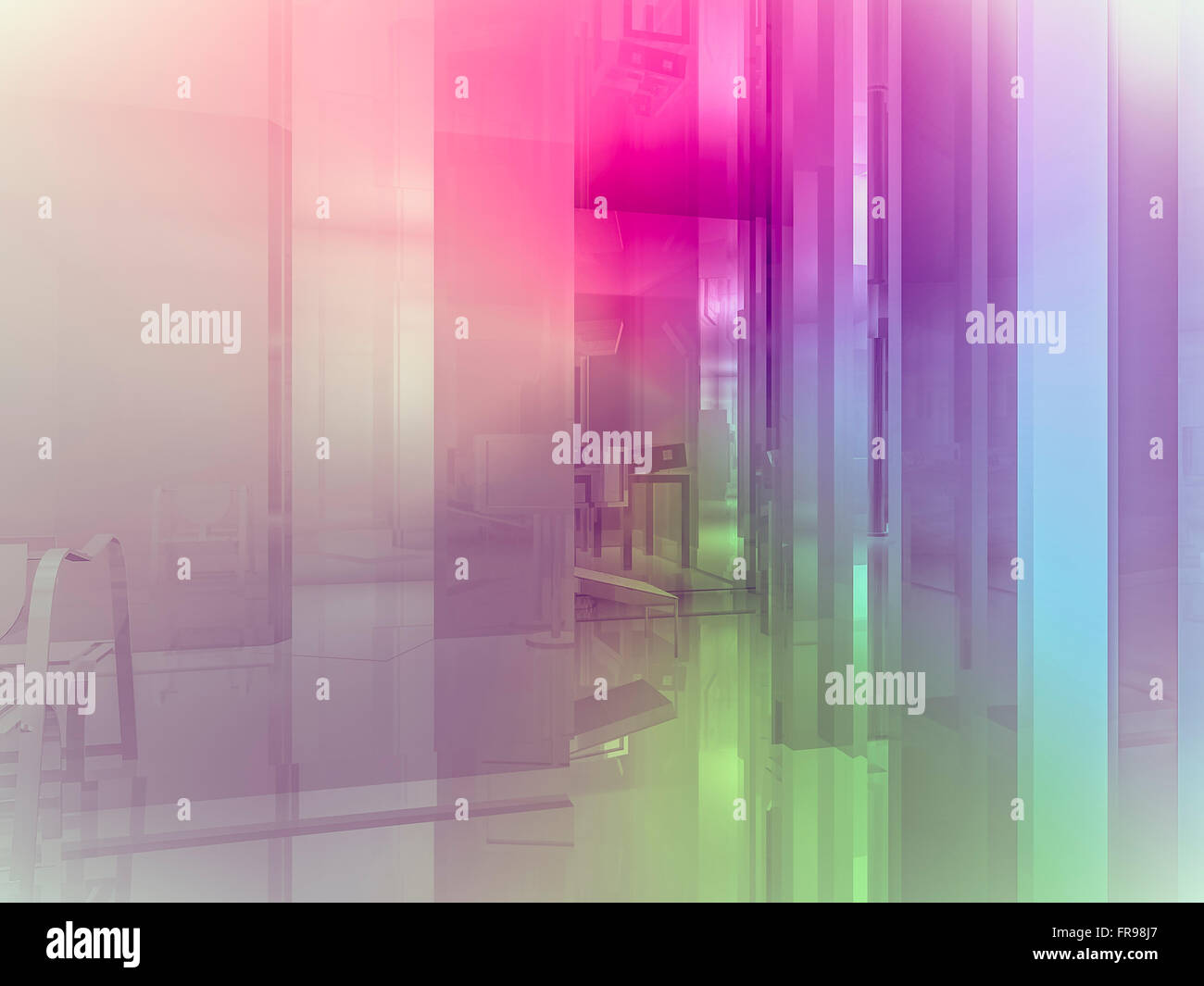 open space, clean room with shapes in 3d, business space, hospitals or ...