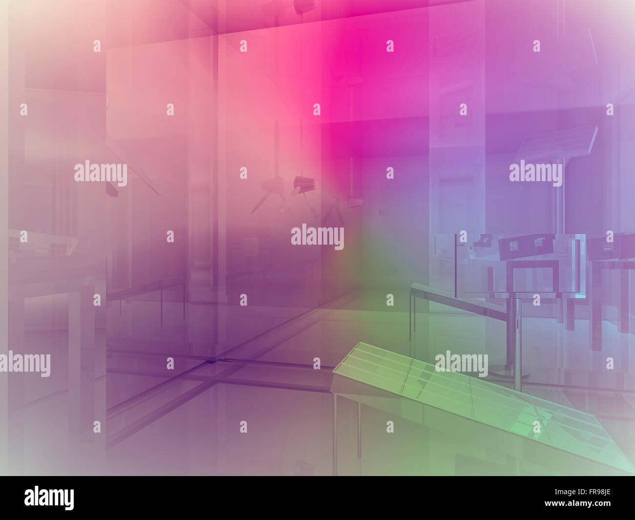 open space, clean room with shapes in 3d, business space, hospitals or ...