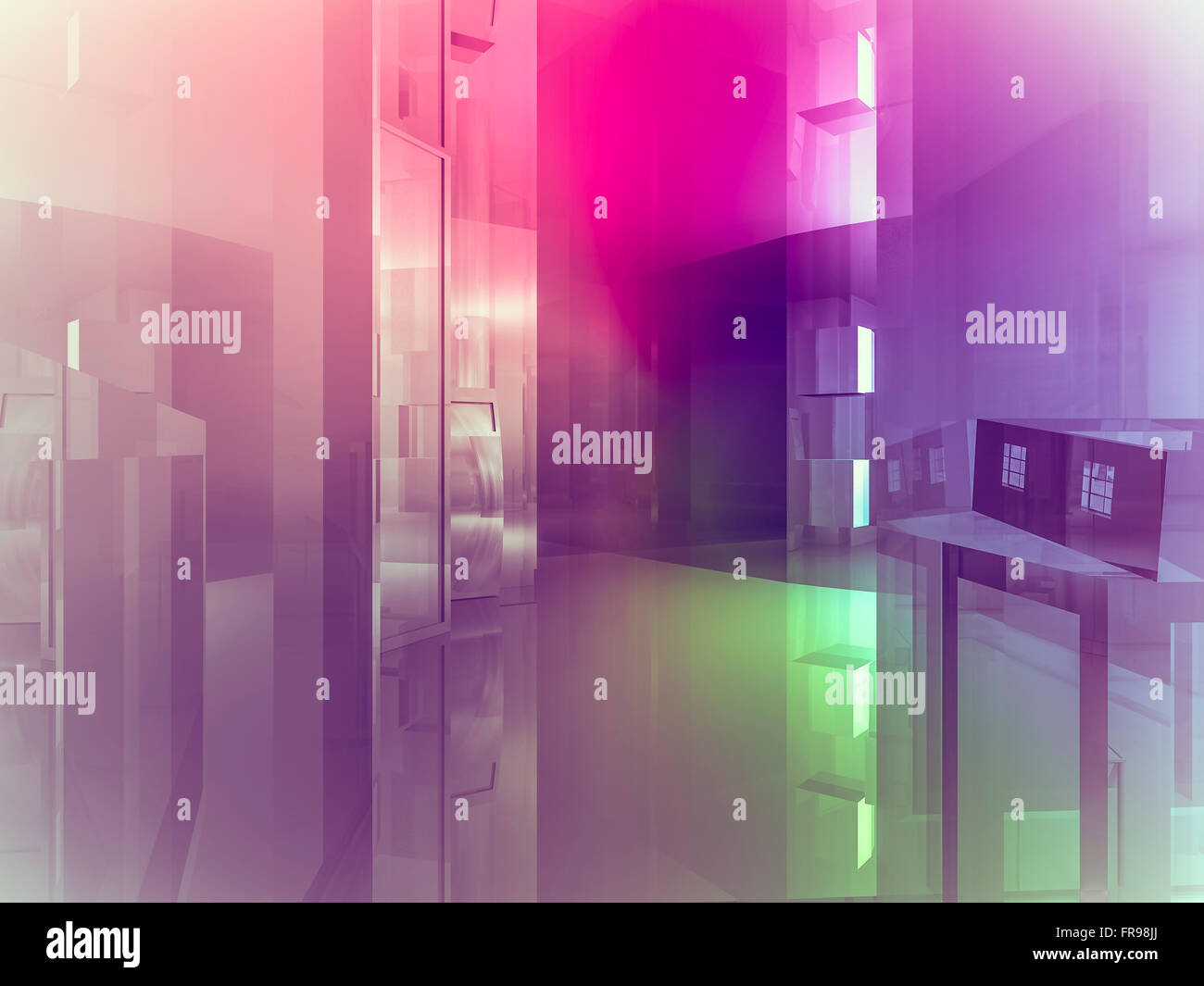 showroom, open space, clean room with shapes in 3d, business space ...