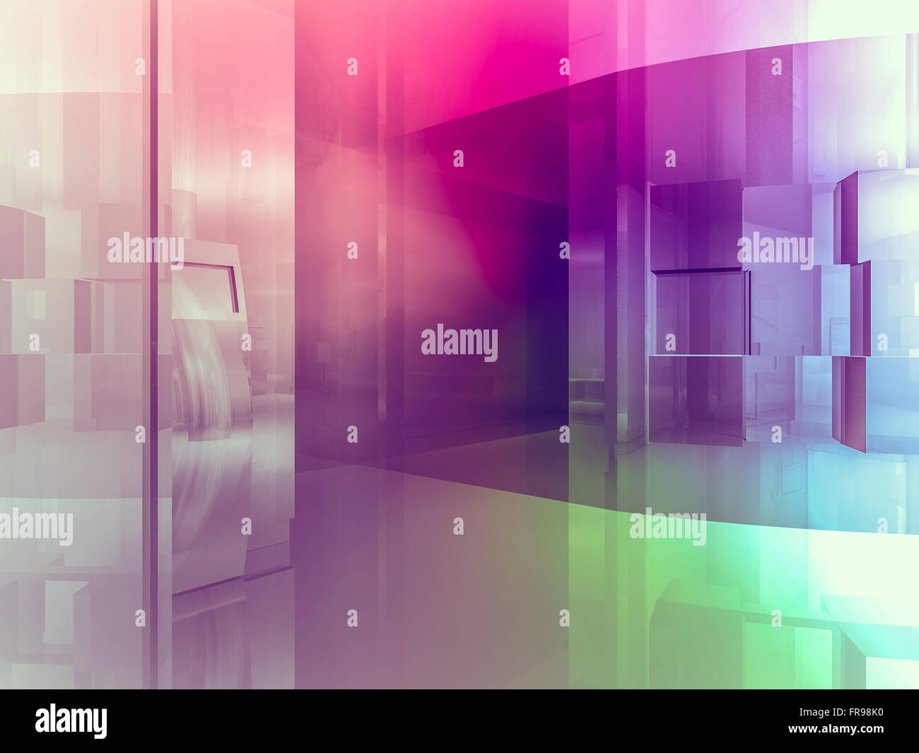 open space, clean room with shapes in 3d, business space, hospitals or ...