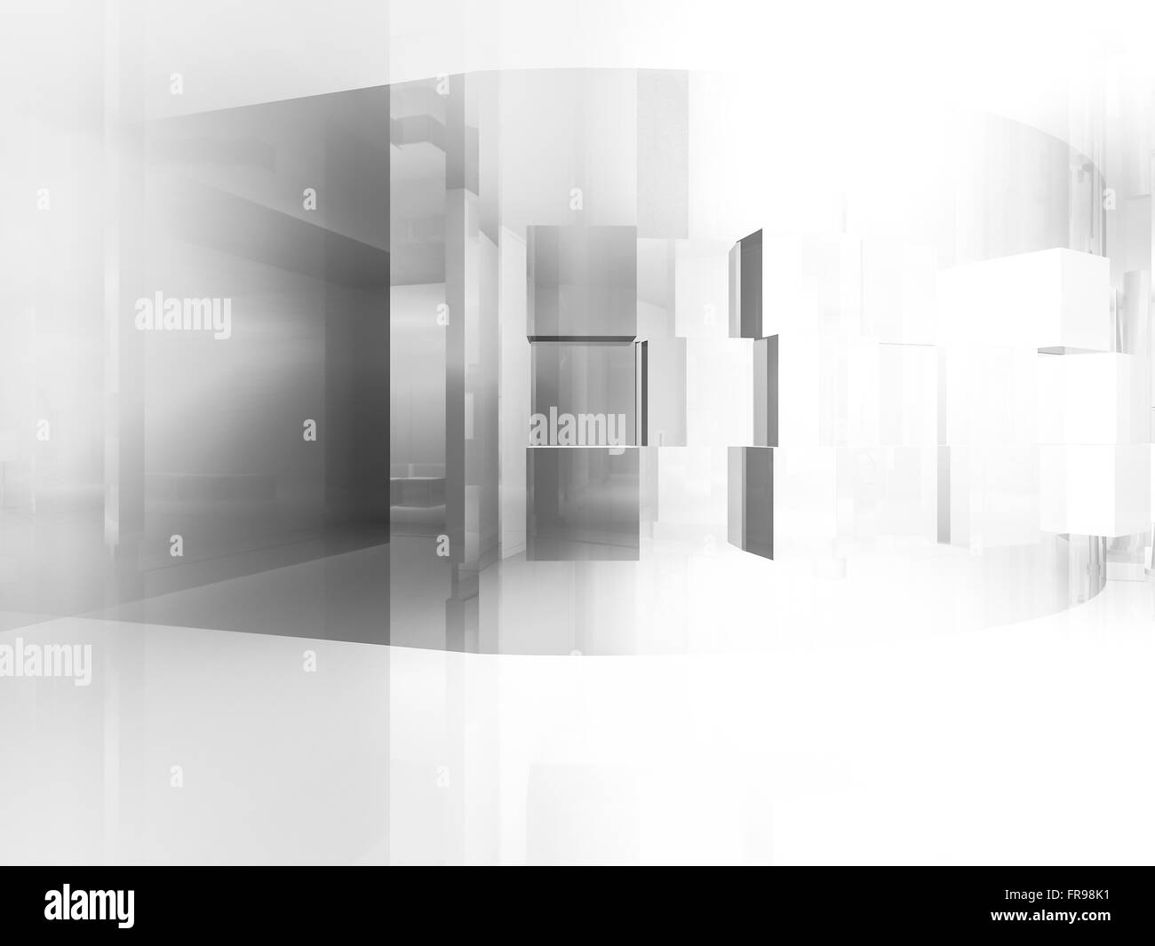 house open space, clean room with shapes in 3d, business space ...