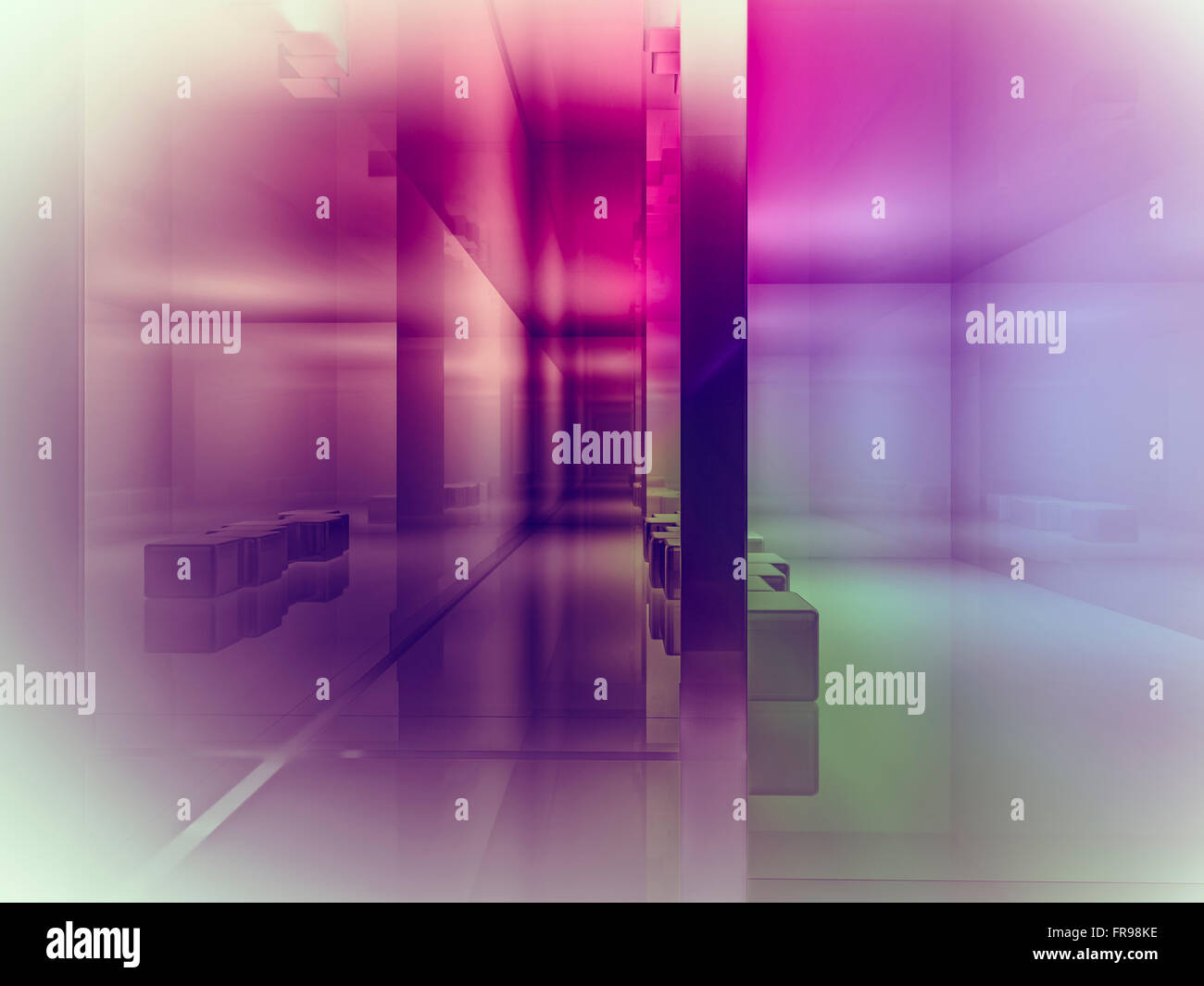 house open space, clean room with shapes in 3d, business space ...