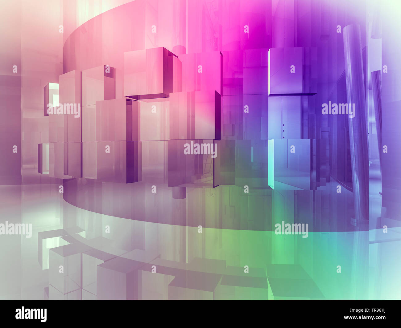 house open space, clean room with shapes in 3d, business space ...