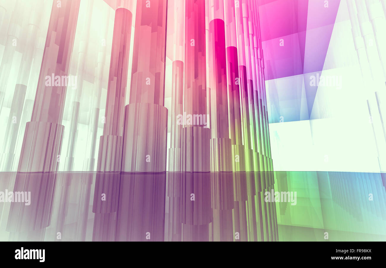 open space, clean room with shapes in 3d, business space, hospitals or ...