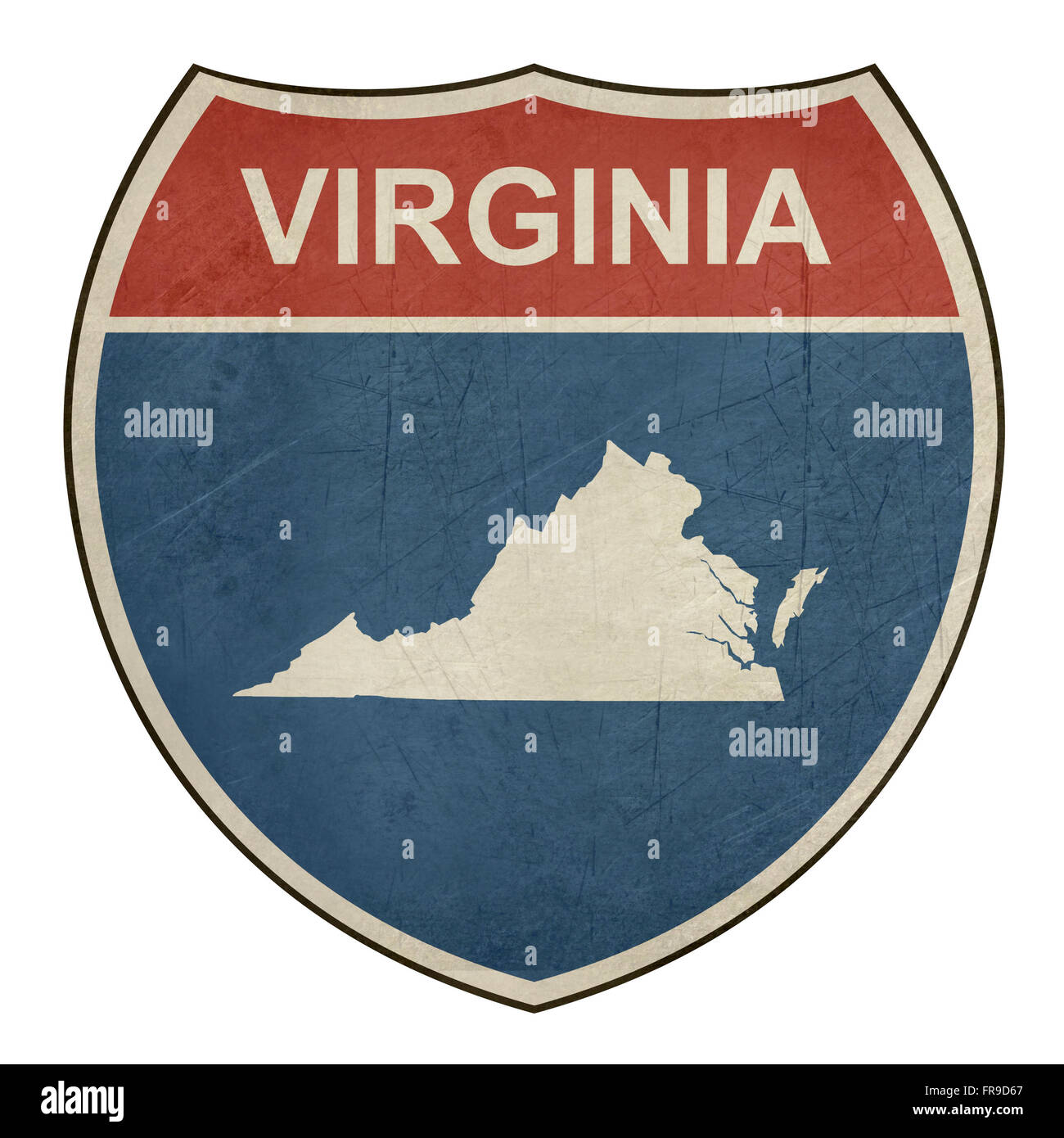 Virginia American interstate highway road shield isolated on a white ...