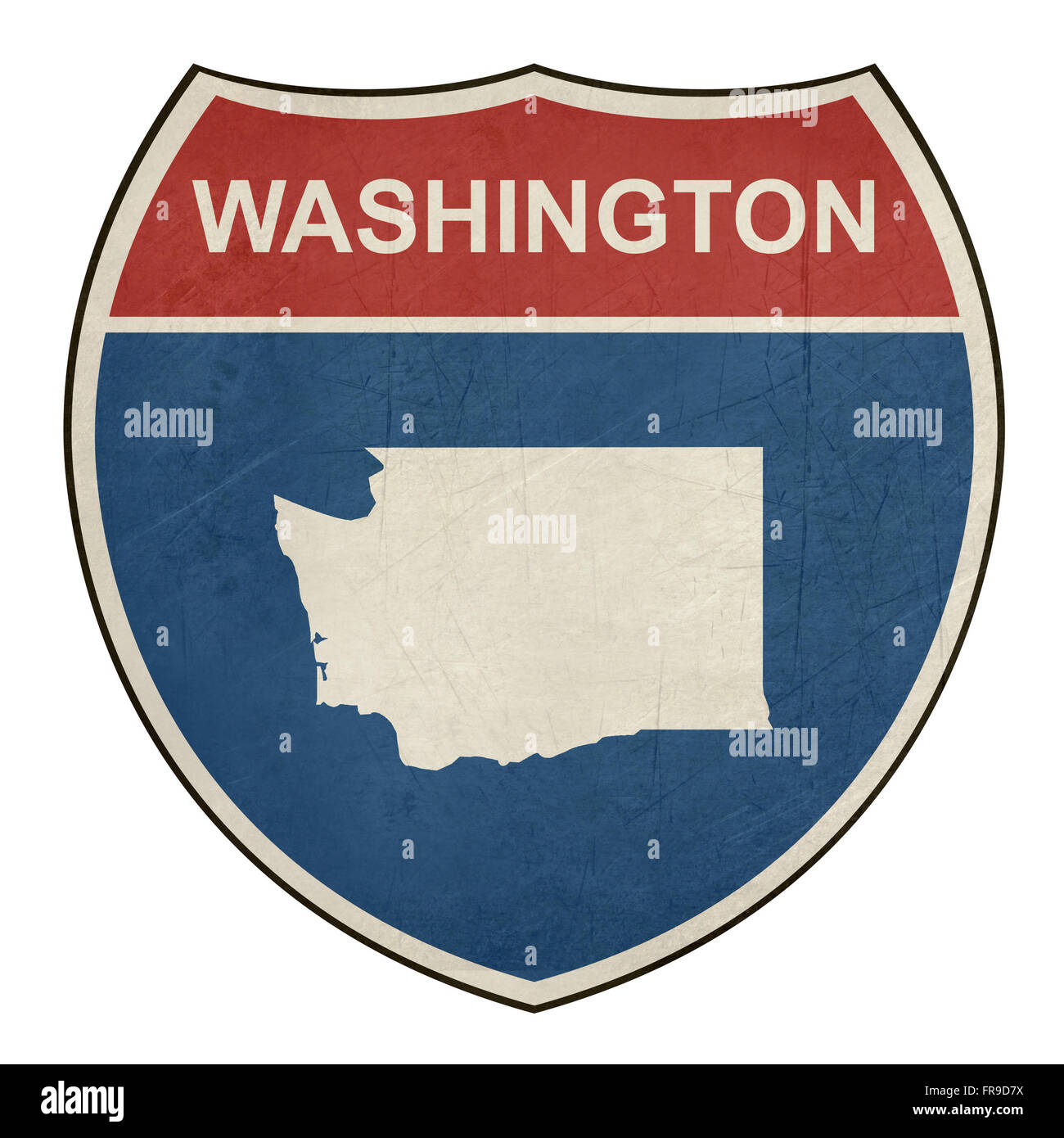 Grunge Washington American interstate highway road shield isolated on a ...