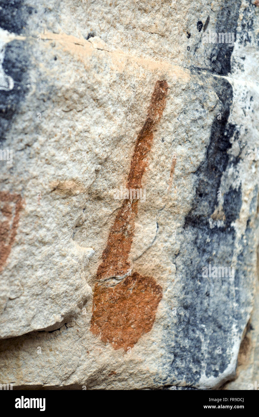 Detail of rock inscriptions in Alcobaca archaeological site - National ...