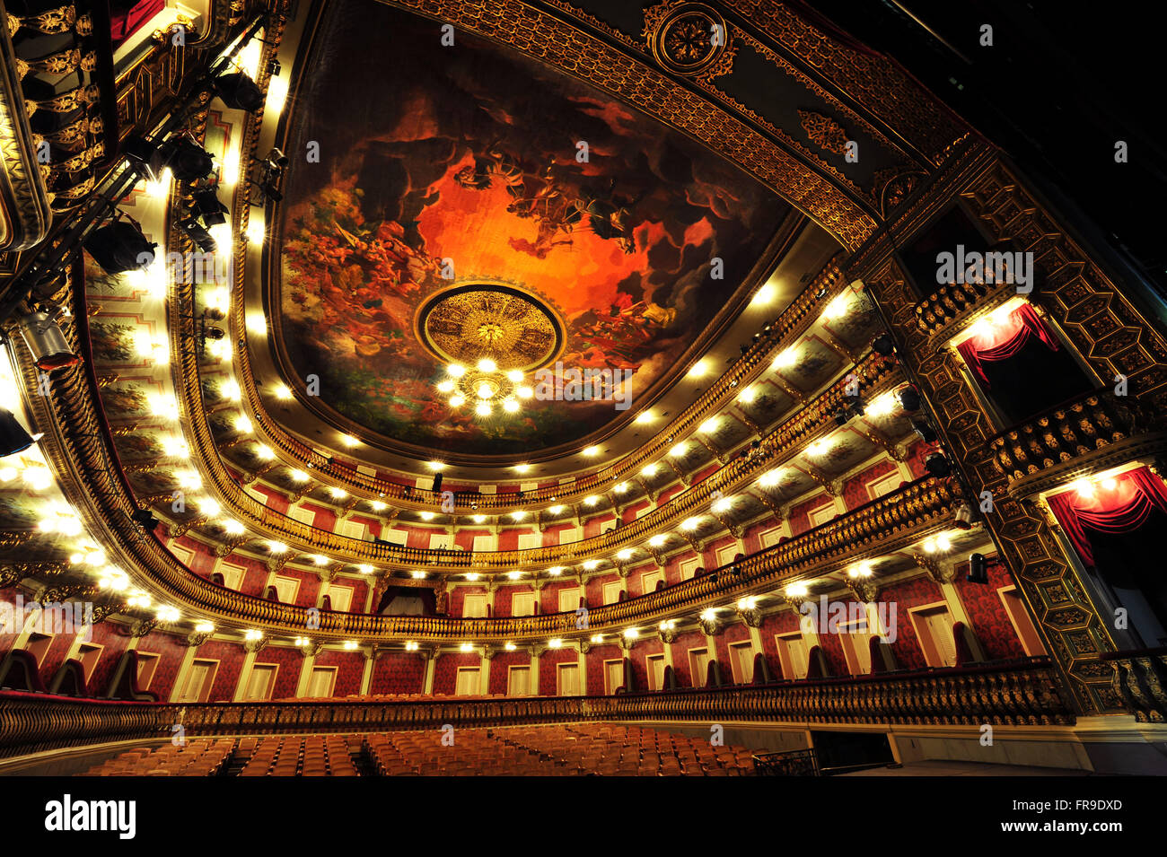 Interior of the Teatro da Paz city of Belem - built in 1878 Stock Photo ...