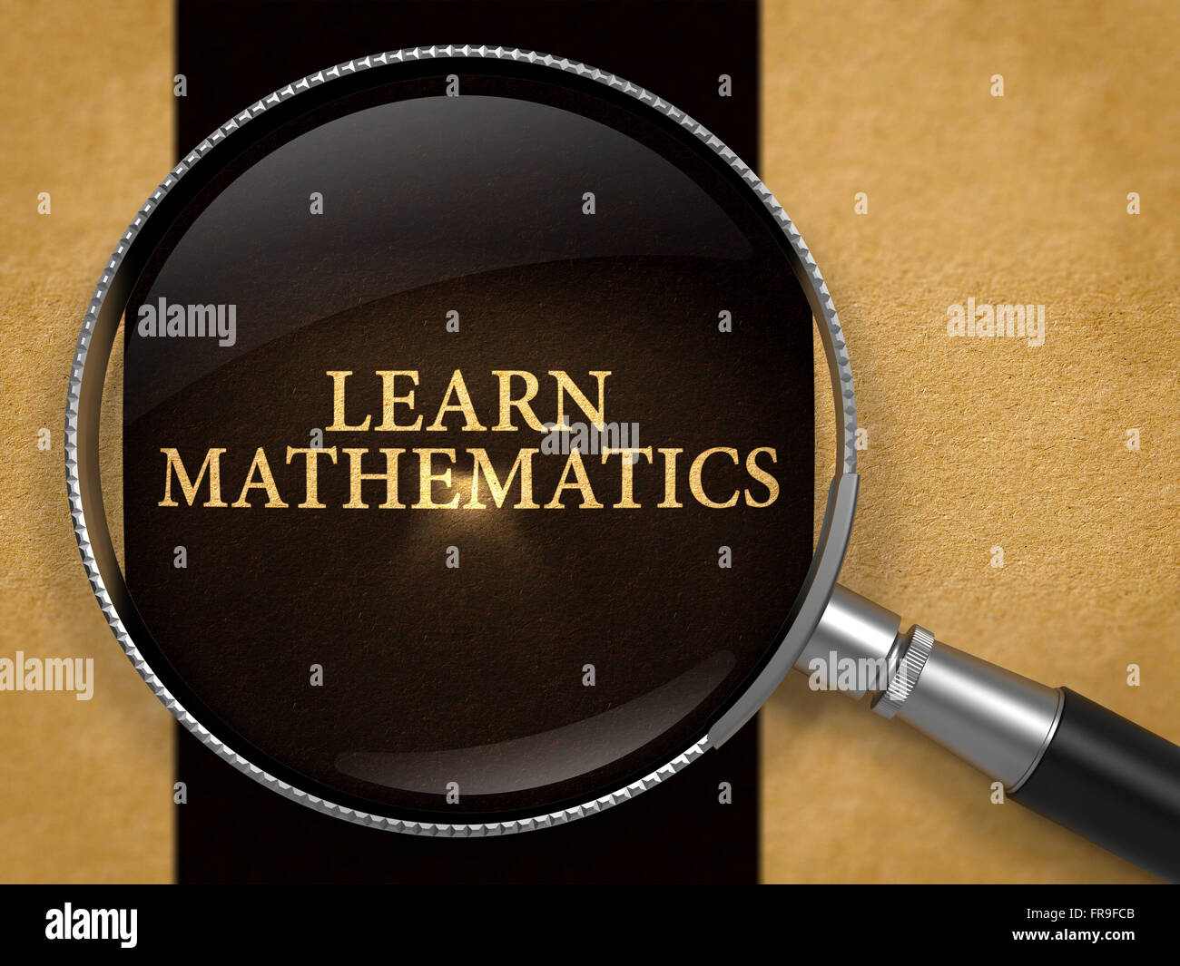 Learn Mathematics through Lens on Old Paper Stock Photo - Alamy