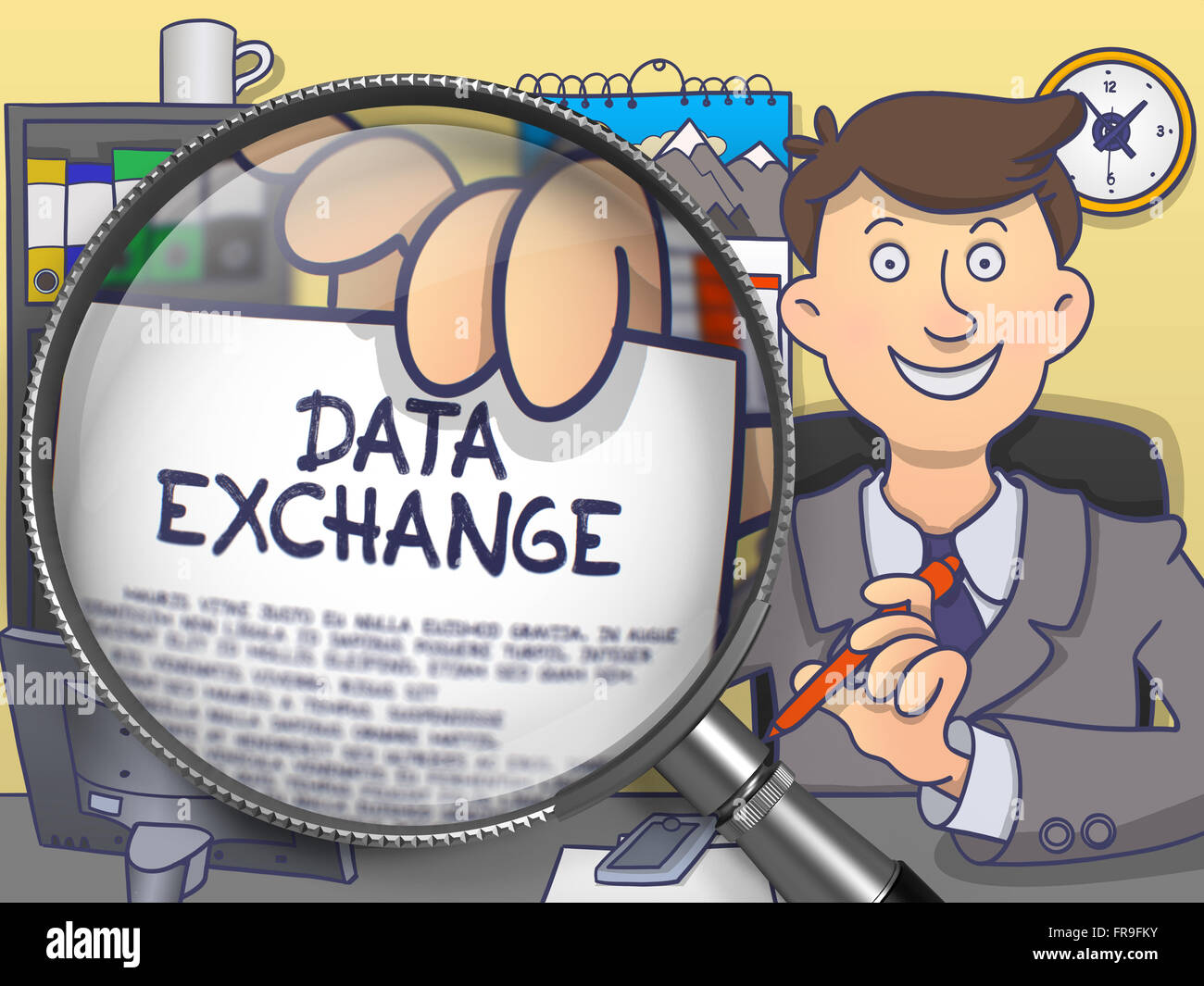 Data Exchange through Lens. Doodle Concept Stock Photo - Alamy