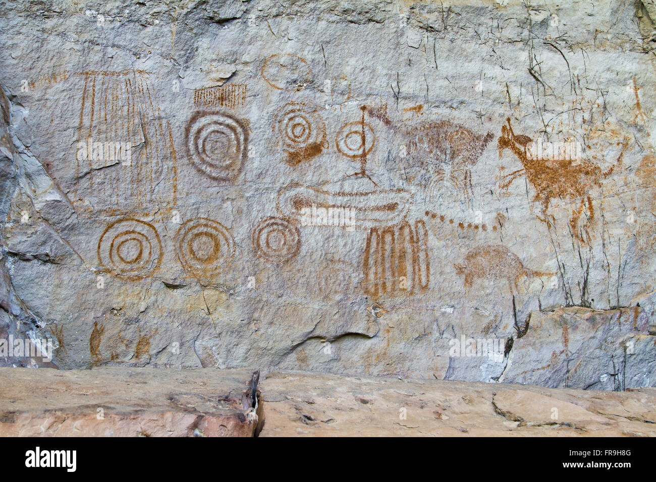 Rock formation rock with inscriptions on archaeological site Stock ...