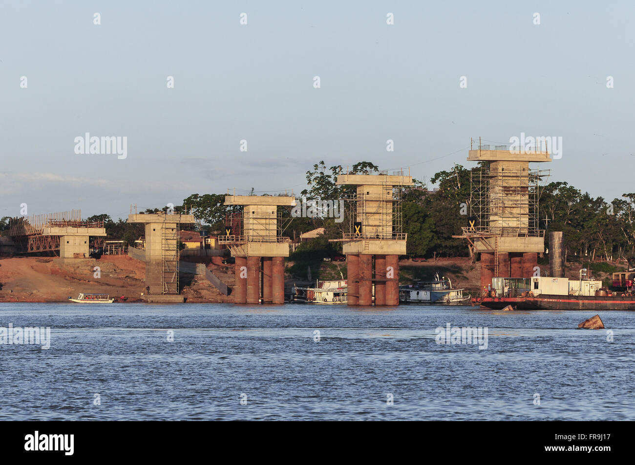 Works of construction of the bridge over the Rio Madeira Stock Photo ...