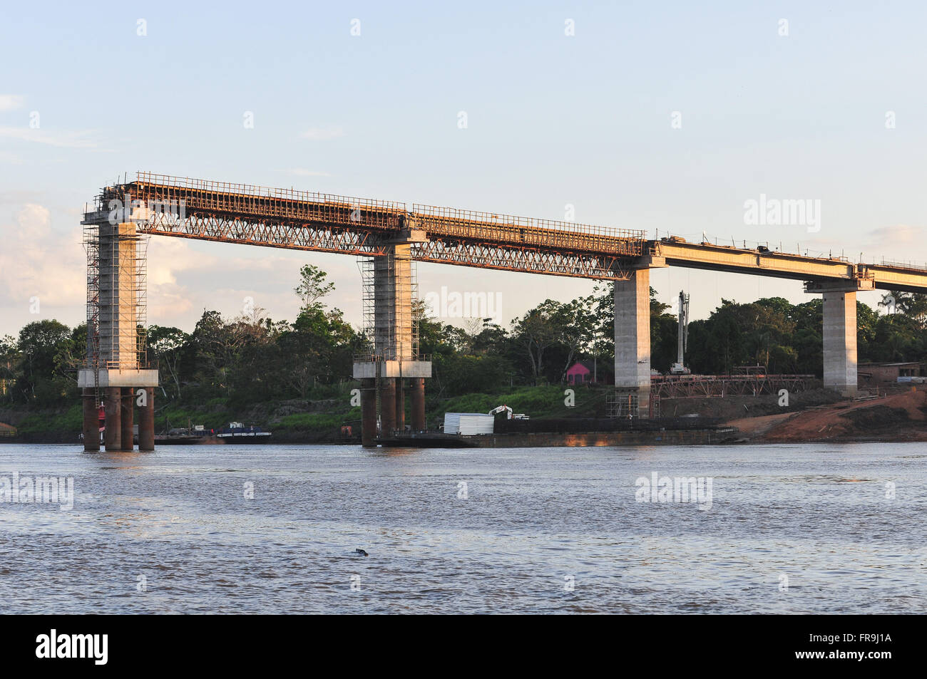 Works of construction of the bridge over the Rio Madeira Stock Photo ...