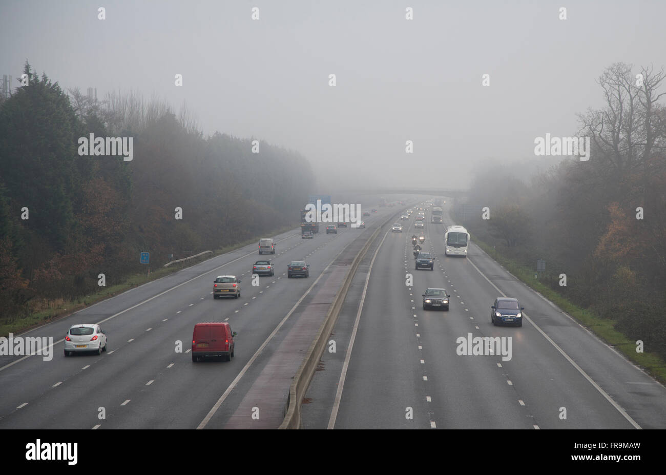 Motorway in Fog Stock Photo - Alamy