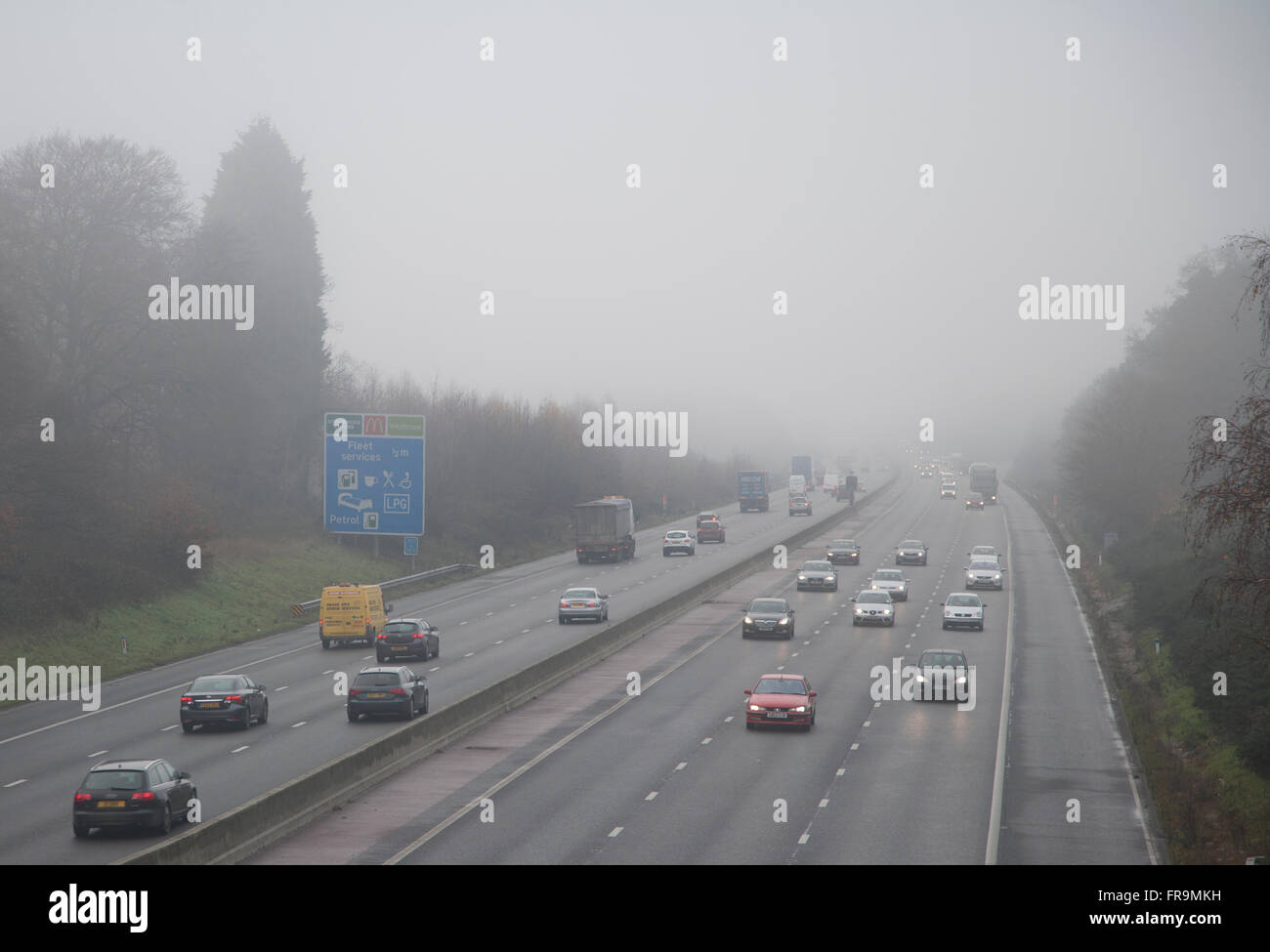 Motorway in Fog Stock Photo - Alamy