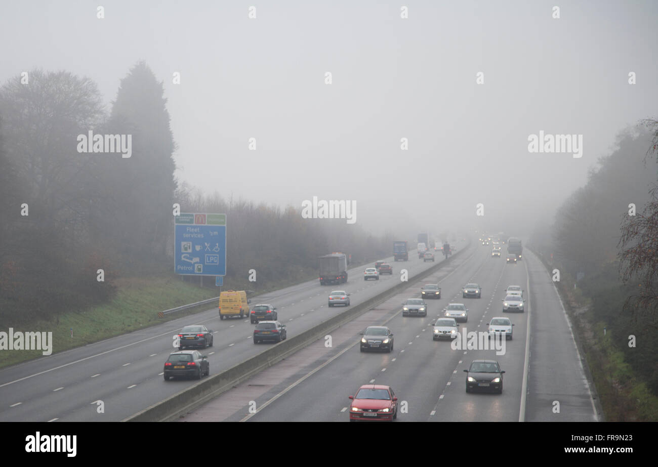 Motorway in Fog Stock Photo - Alamy