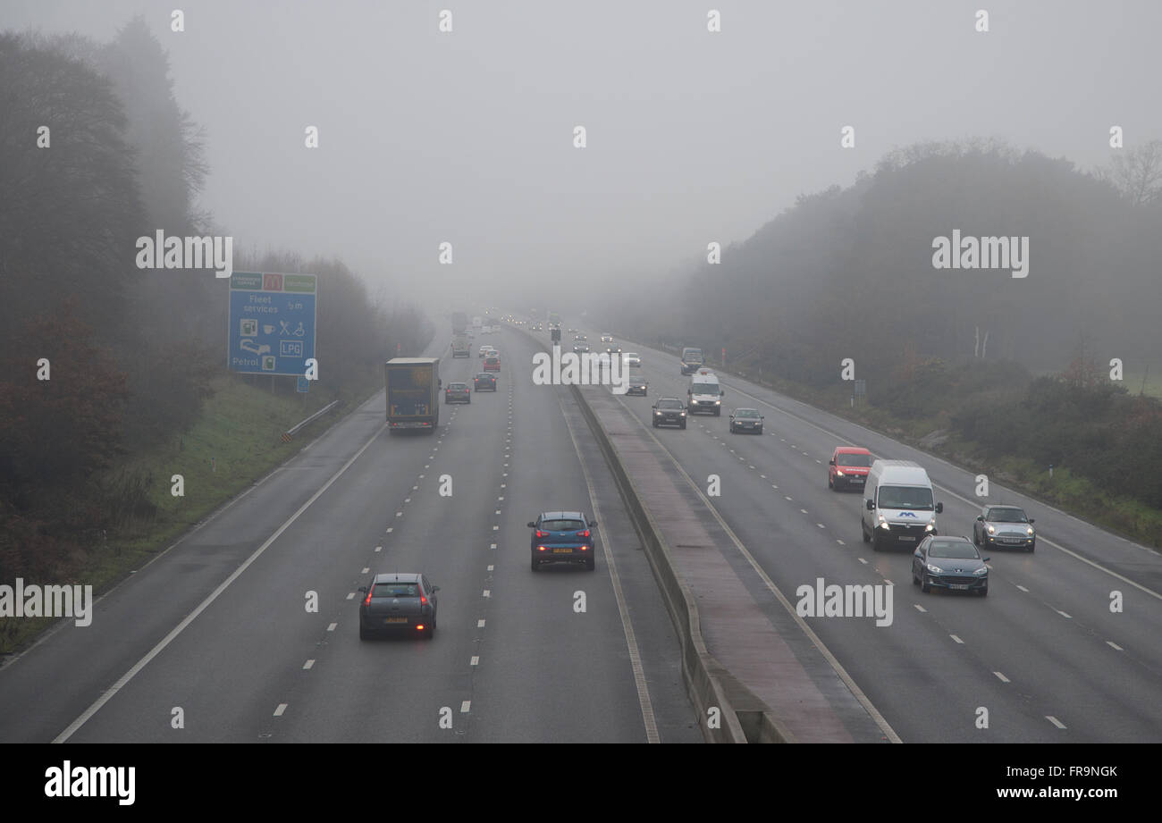 Motorway in Fog Stock Photo - Alamy