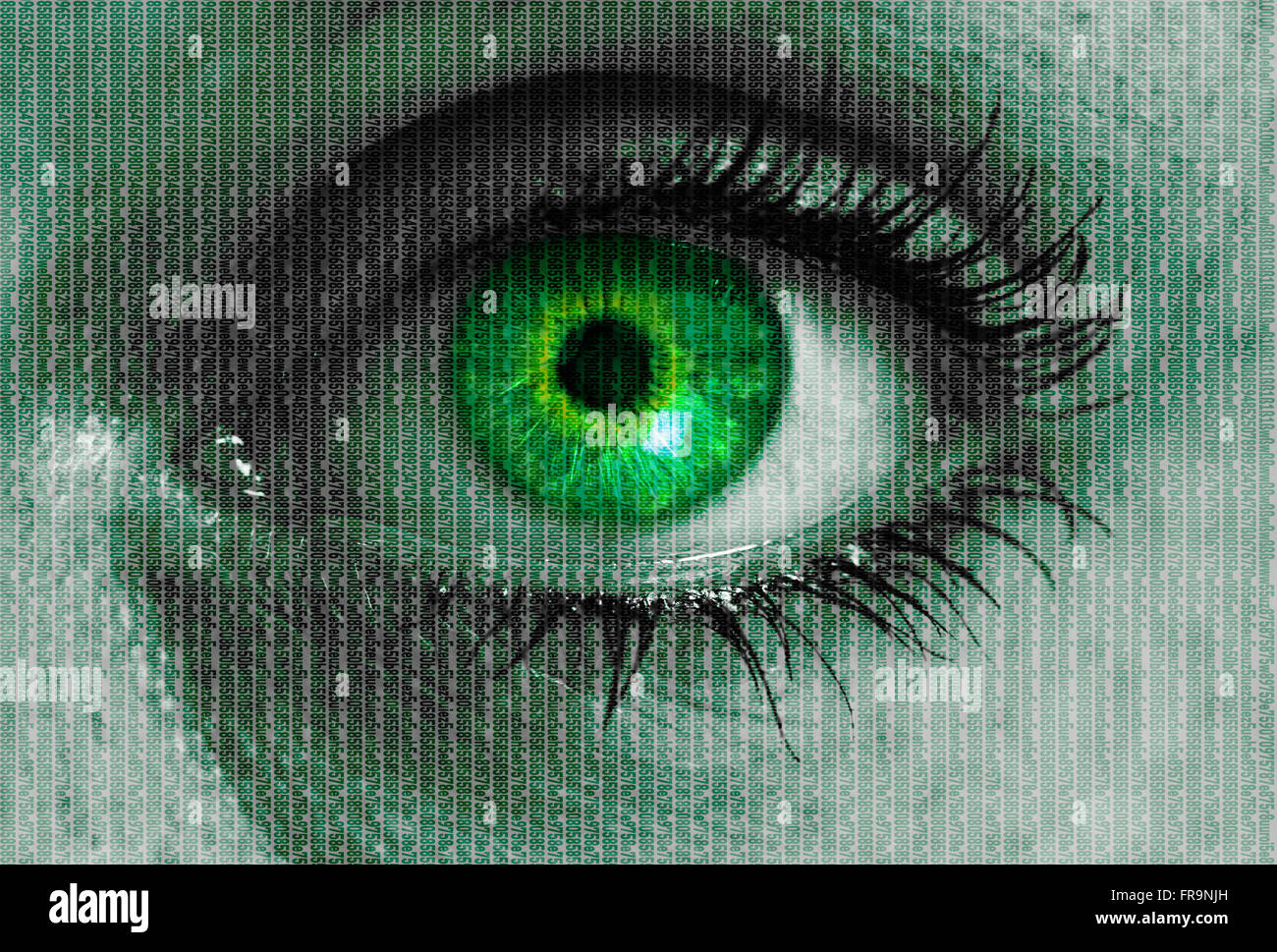 futuristic eye with matrix texture looking at viewer concept Stock ...